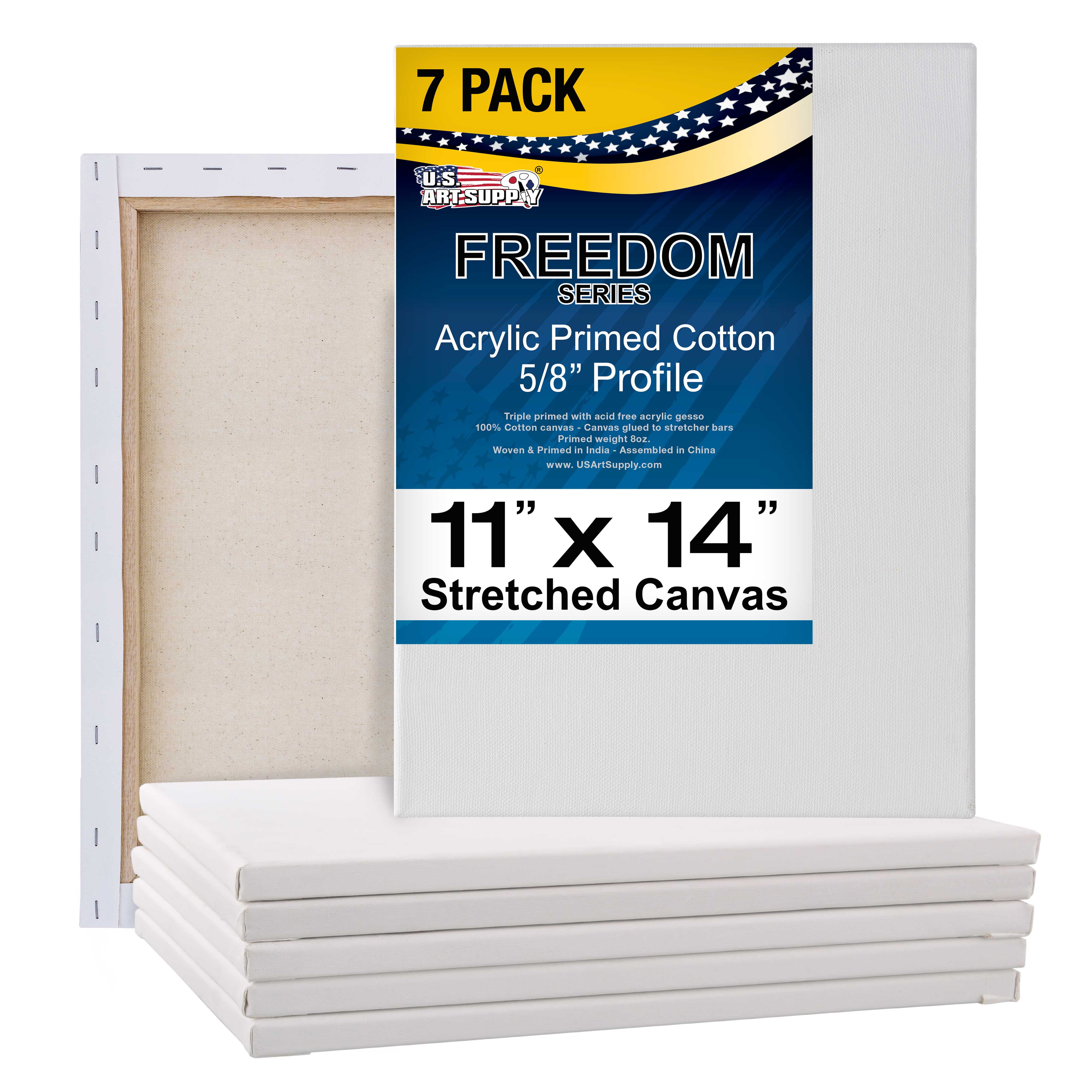 U.S. Art Supply 11x14-inch Stretched Canvas, Triple Primed, 7-Pack ...