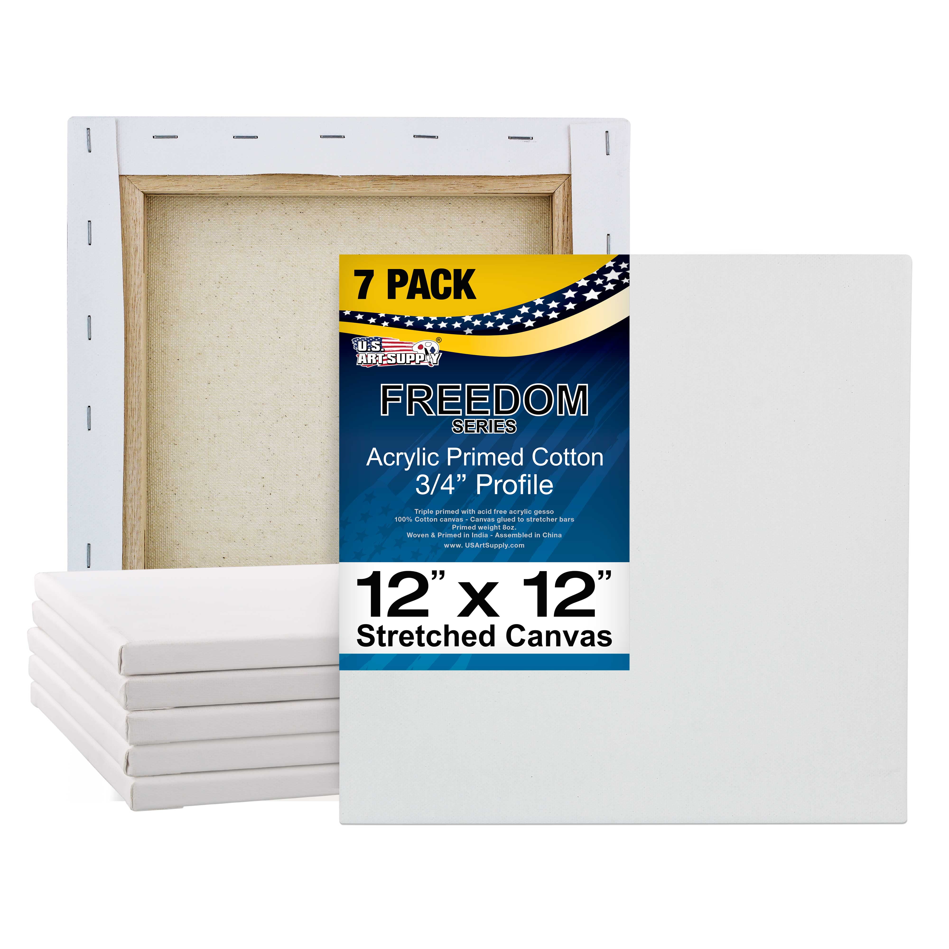 U.S. Art Supply 12x12 inch Stretched Canvas 7-Pack - Triple Primed ...