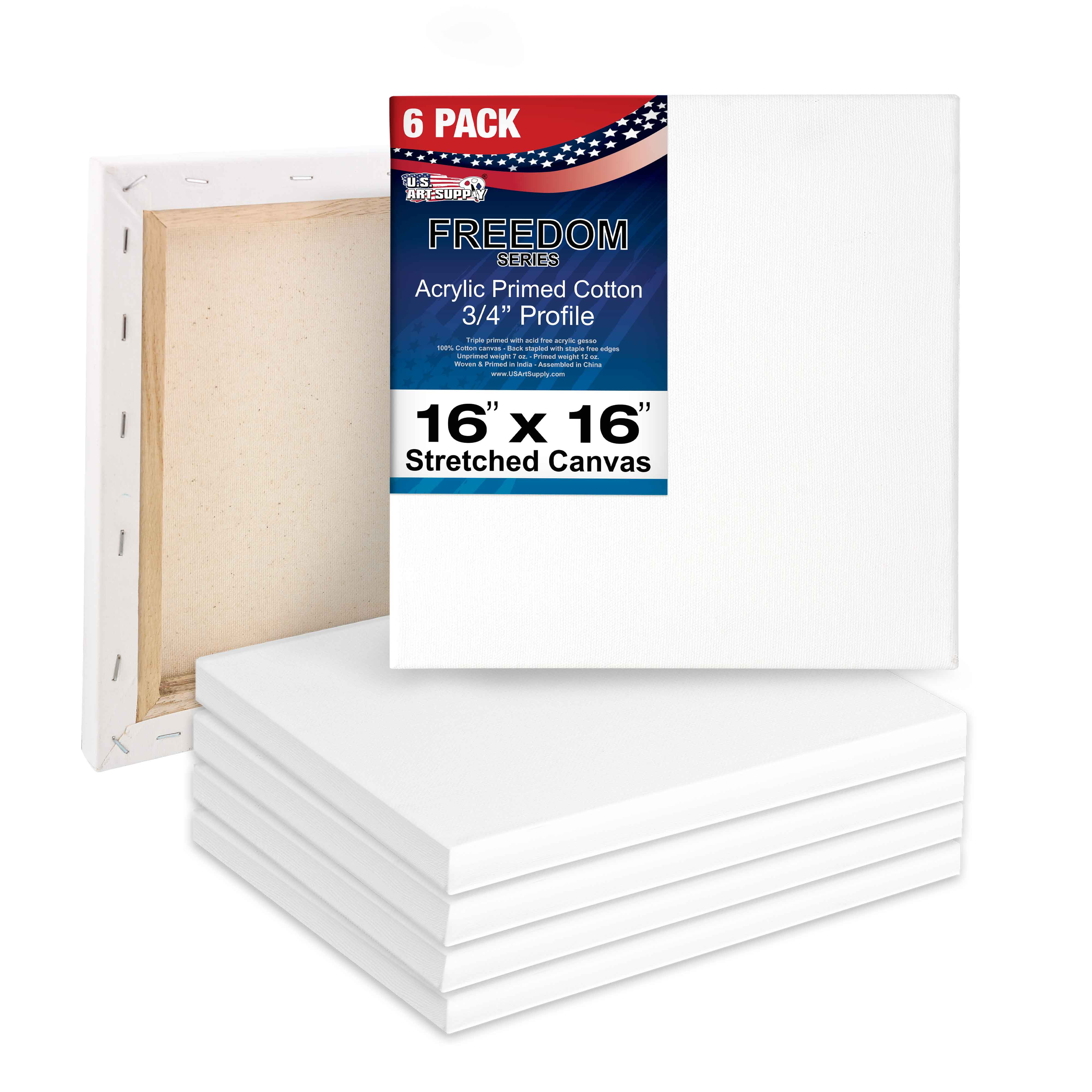 U.S. Art Supply 16x16 inch Painting Canvases-Pack of 6, Triple Primed ...