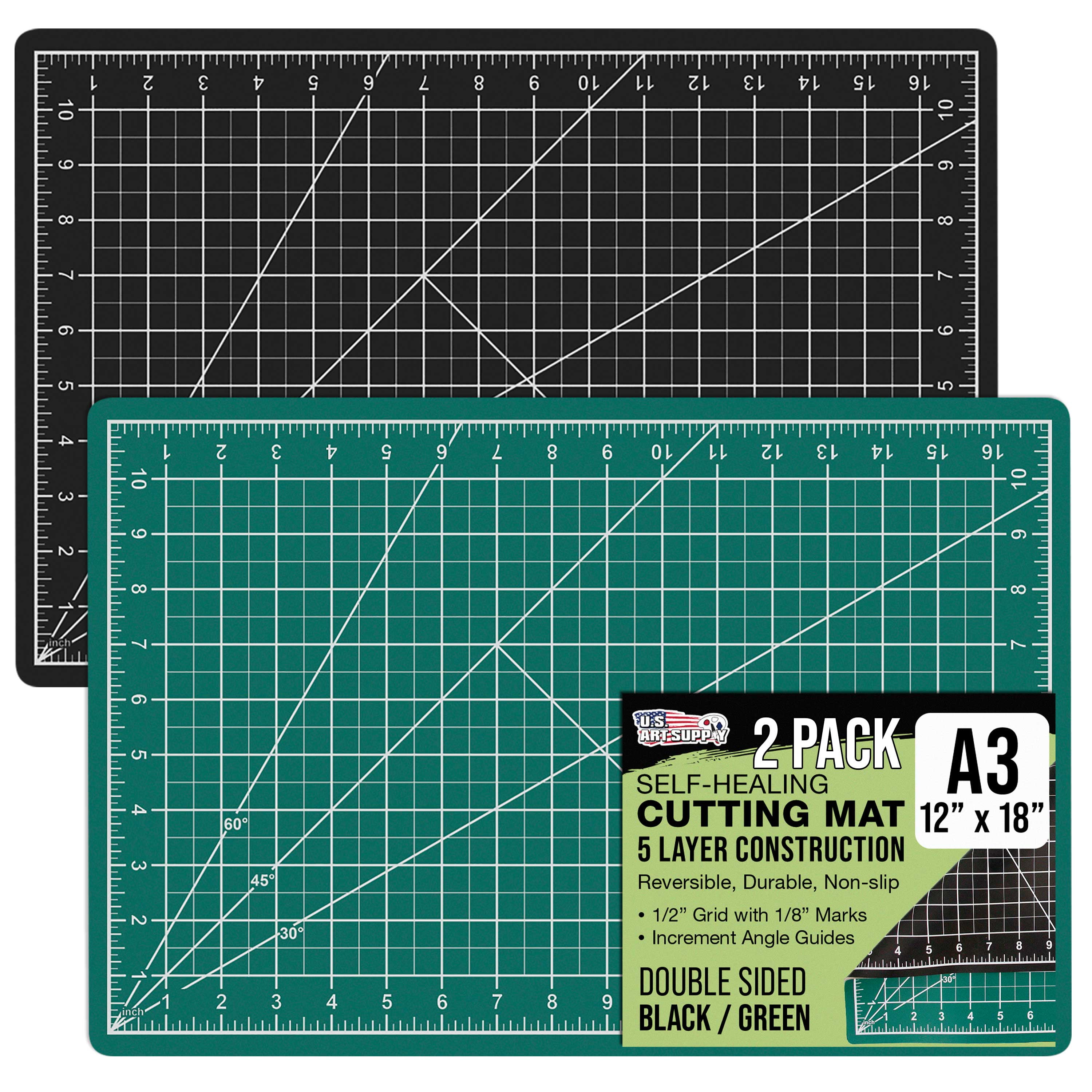 U.S. Art Supply 12" x 18" Self-Healing Cutting Mat 5-Ply (2 Pack ...