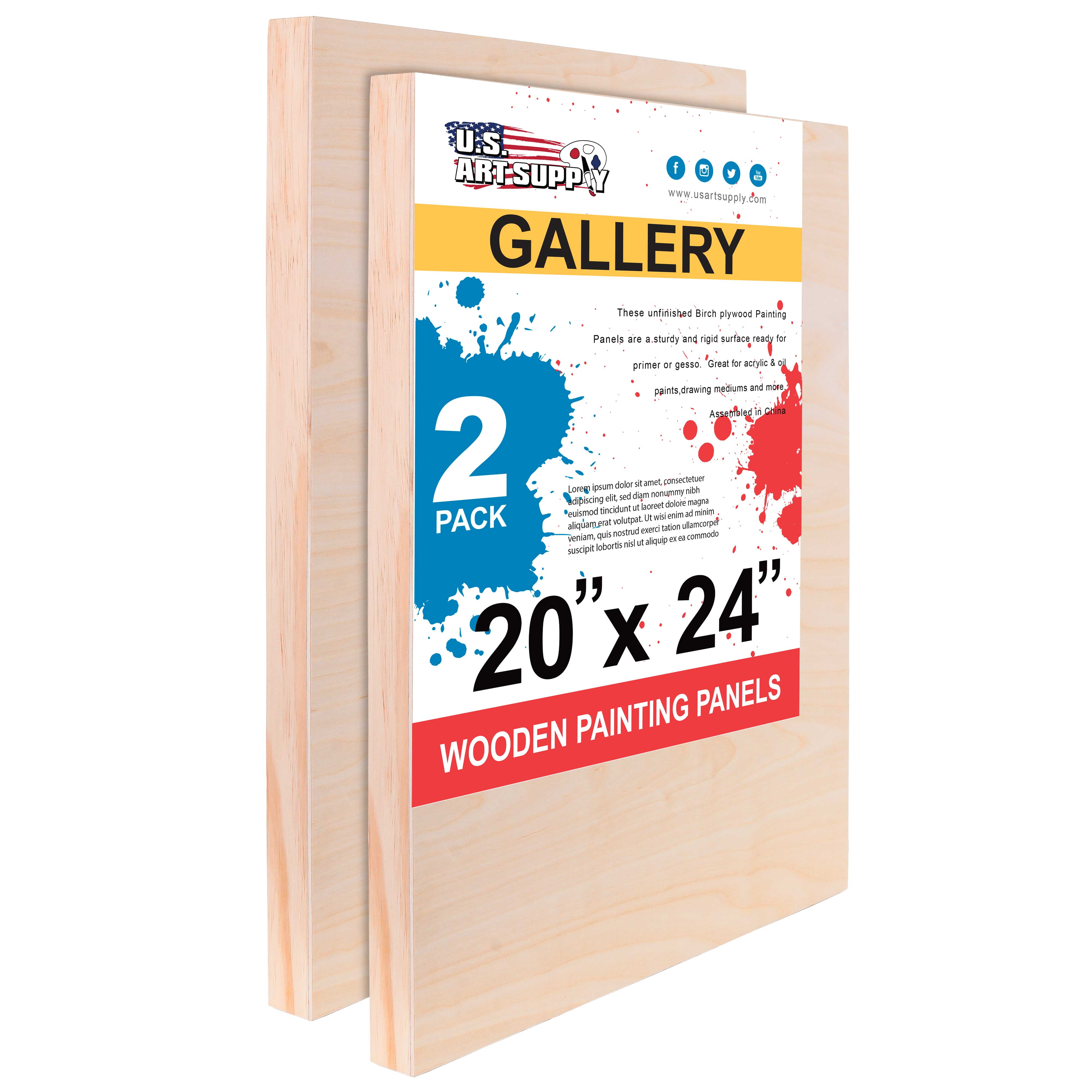 U.S. Art Supply Unfinished Cradled Wood Panels for Painting, 2 Pack of ...