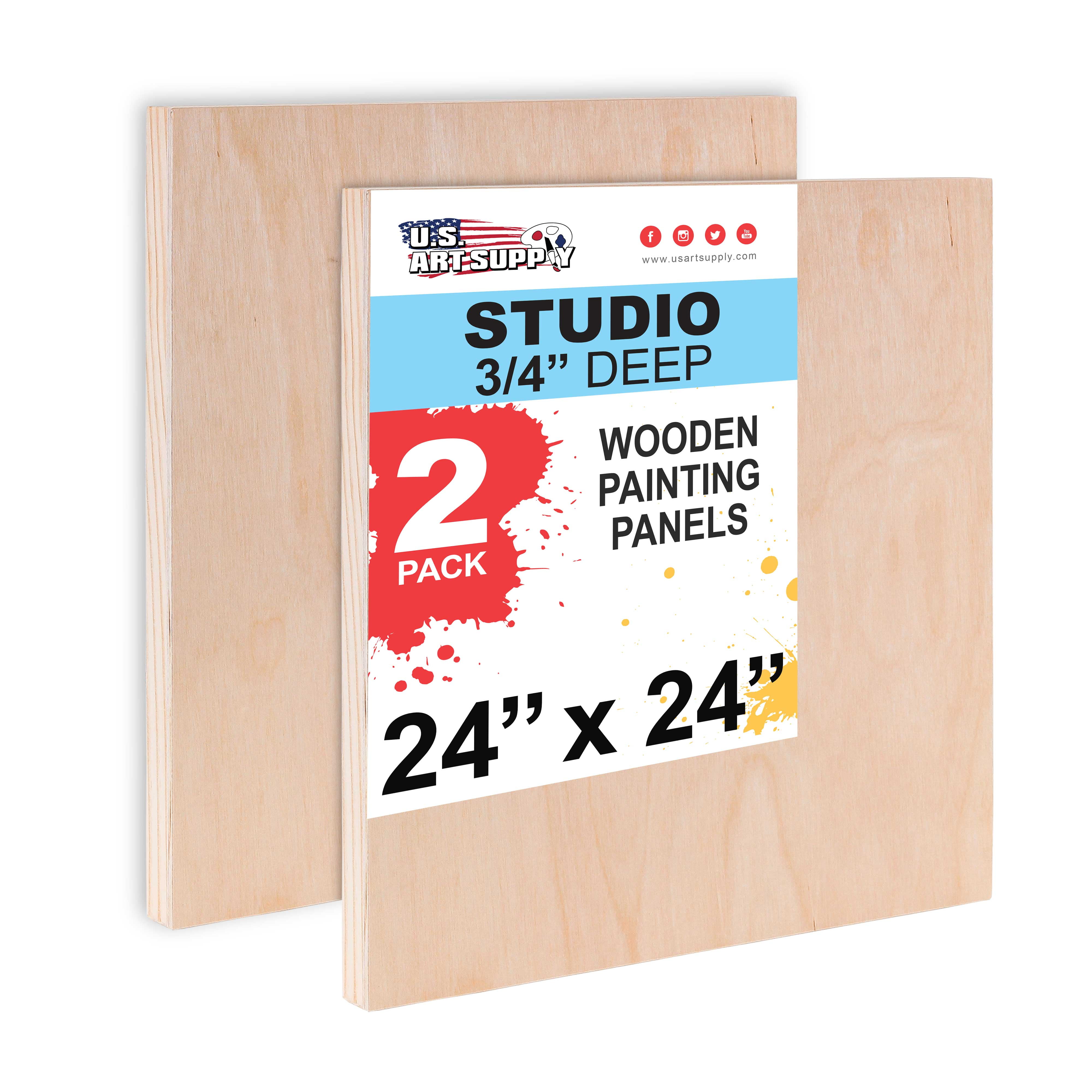 U.S. Art Supply 24" x 24" Birch Wood Paint Pouring Panel Boards, Studio ...