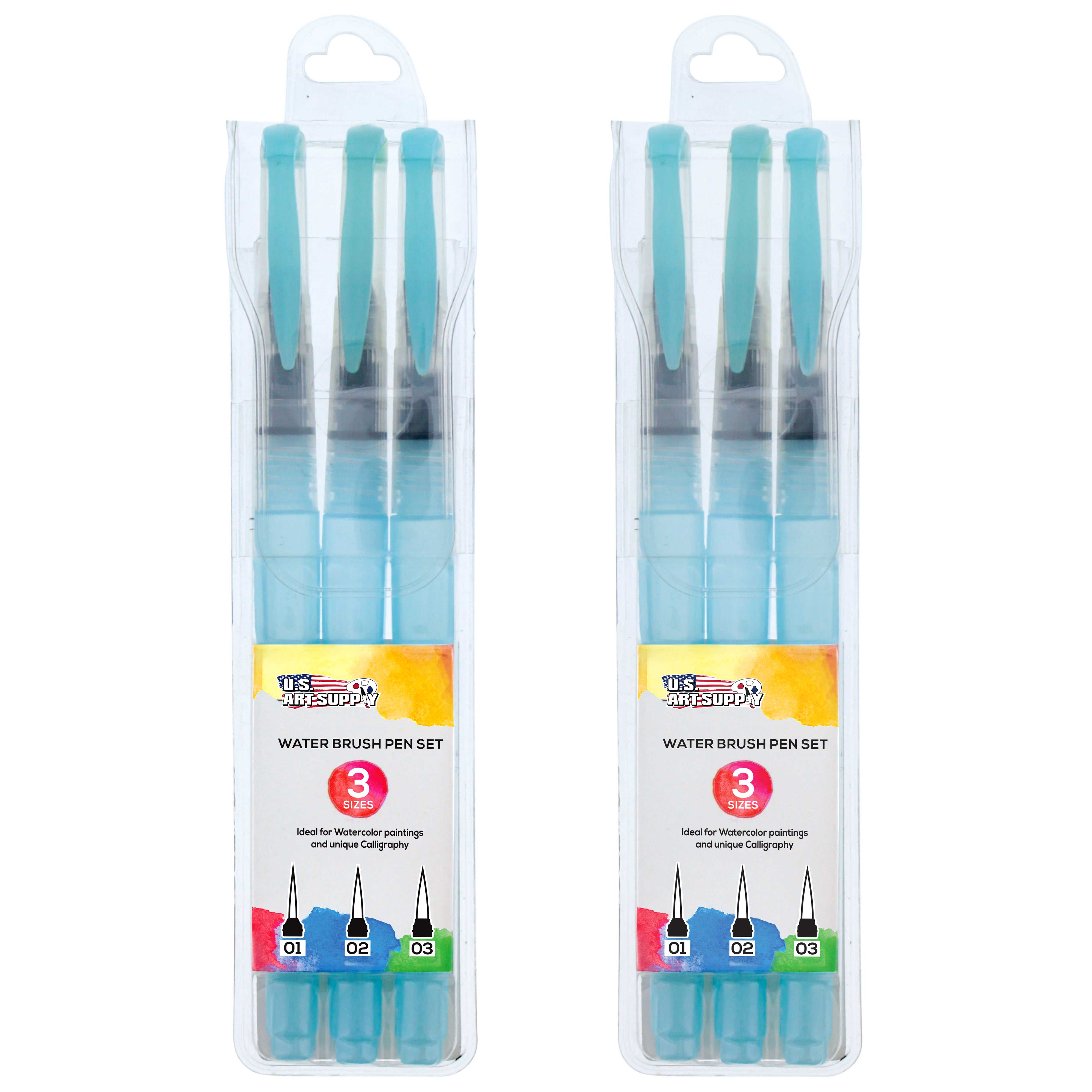 U.S. Art Supply 6-Piece Water Coloring Brush Pen Set of 6 (2 of each ...