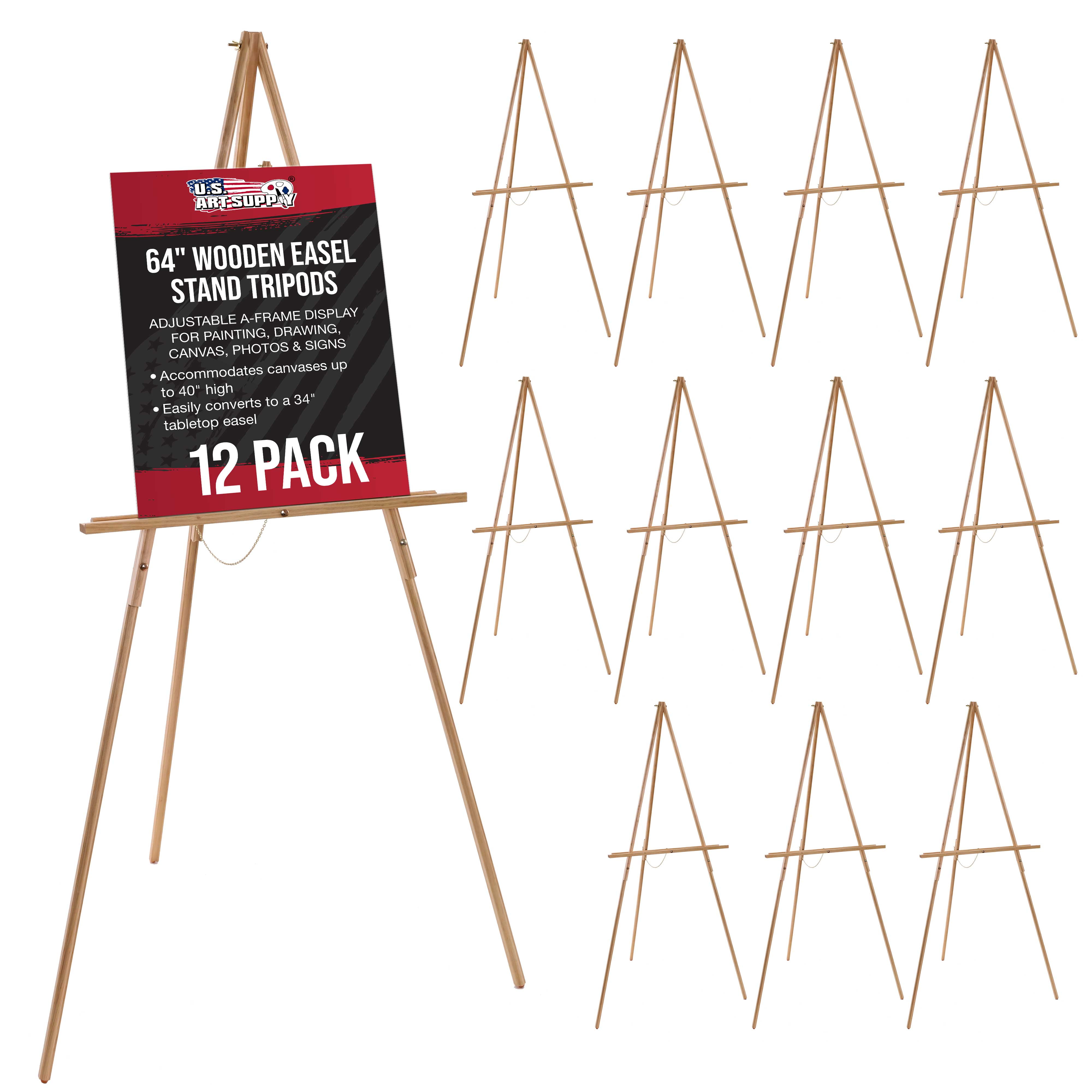 U.S. Art Supply 64" Torrey Wooden A-Frame Tripod Artist Floor Easel ...