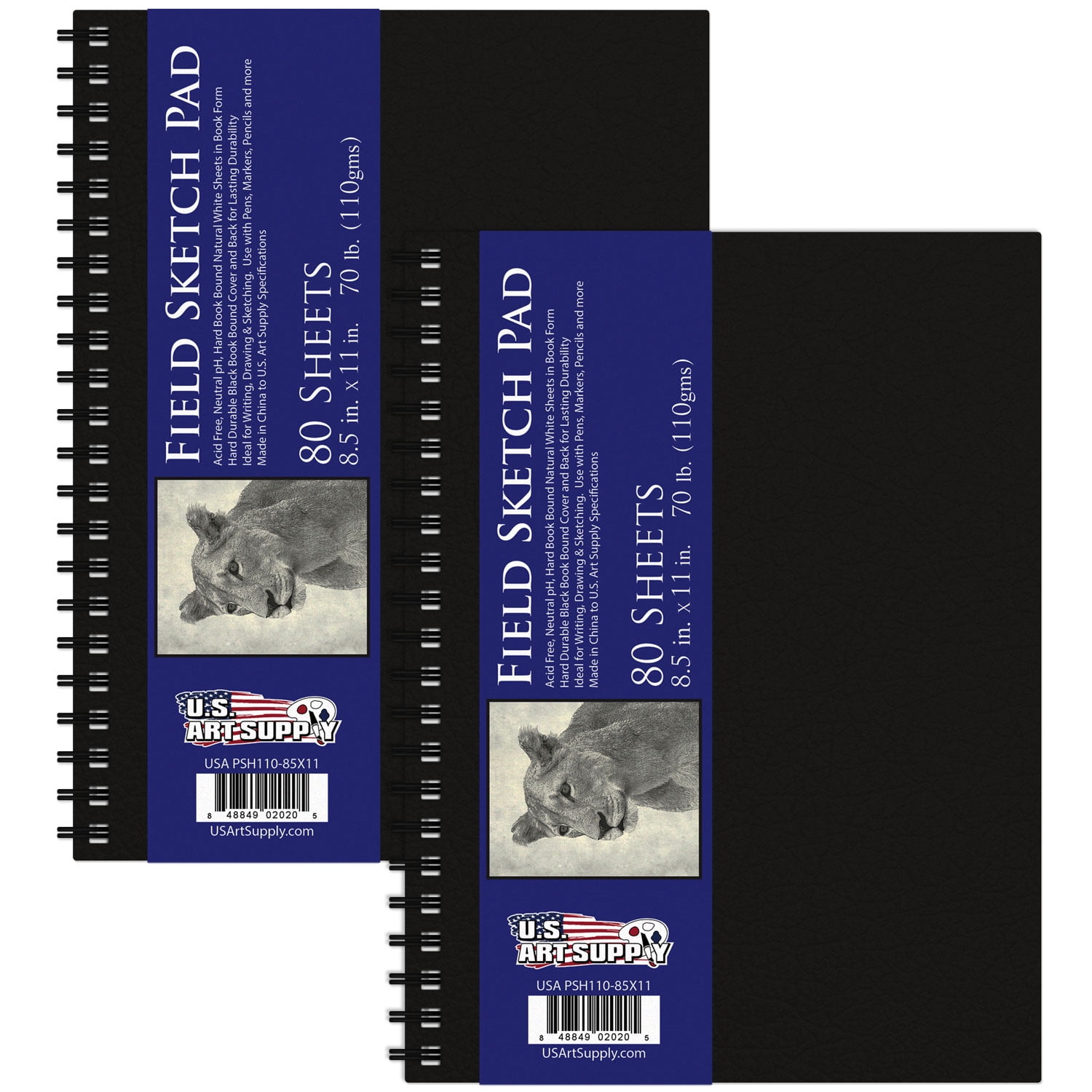 U.S. Art Supply 8.5" x 11" Premium Hardbound Sketch Book, 70 Pound ...