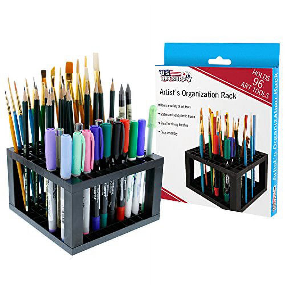 U.S. Art Supply 96 Hole Plastic Pencil & Brush Holder - Desk Stand ...