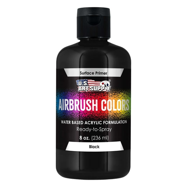 U.S Art Supply Black Surface Primer Airbrush Paint, 8 oz - Ready-To ...