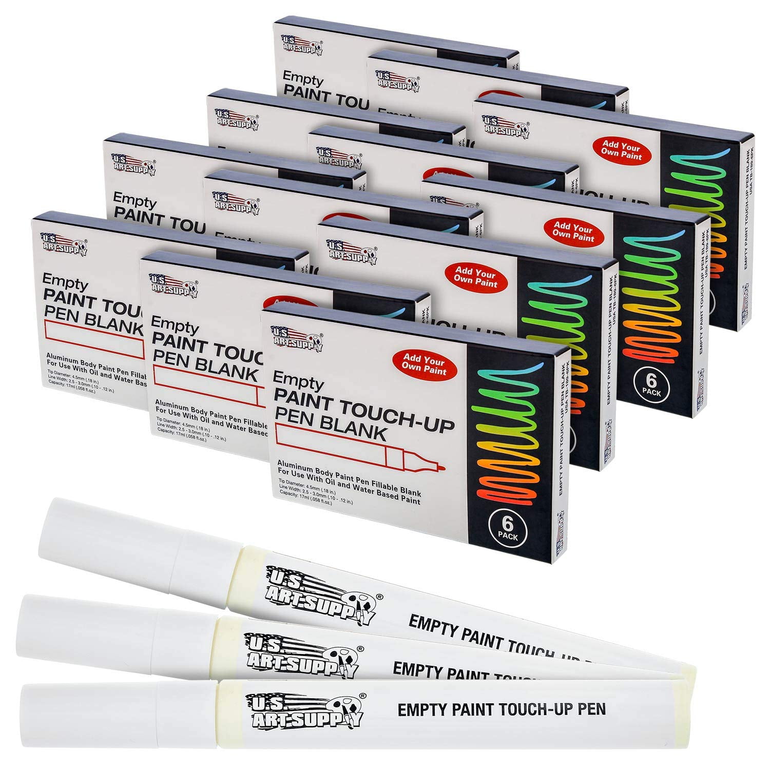 U.S. Art Supply - Empty Fillable Blank Paint Touch Up Pen Markers (Set ...