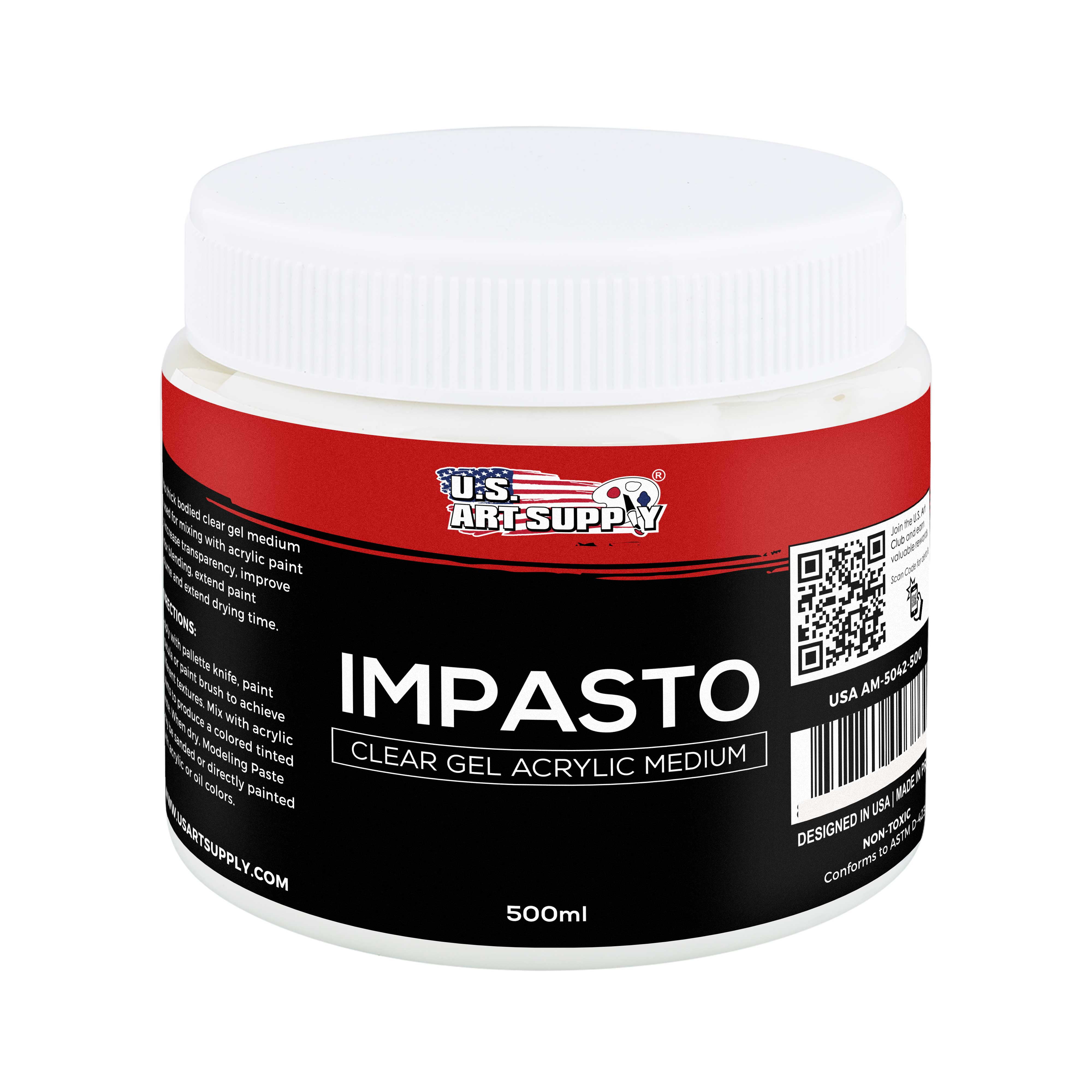 U.S. Art Supply Impasto Clear Gel Acrylic Medium 500ml Tub for ...