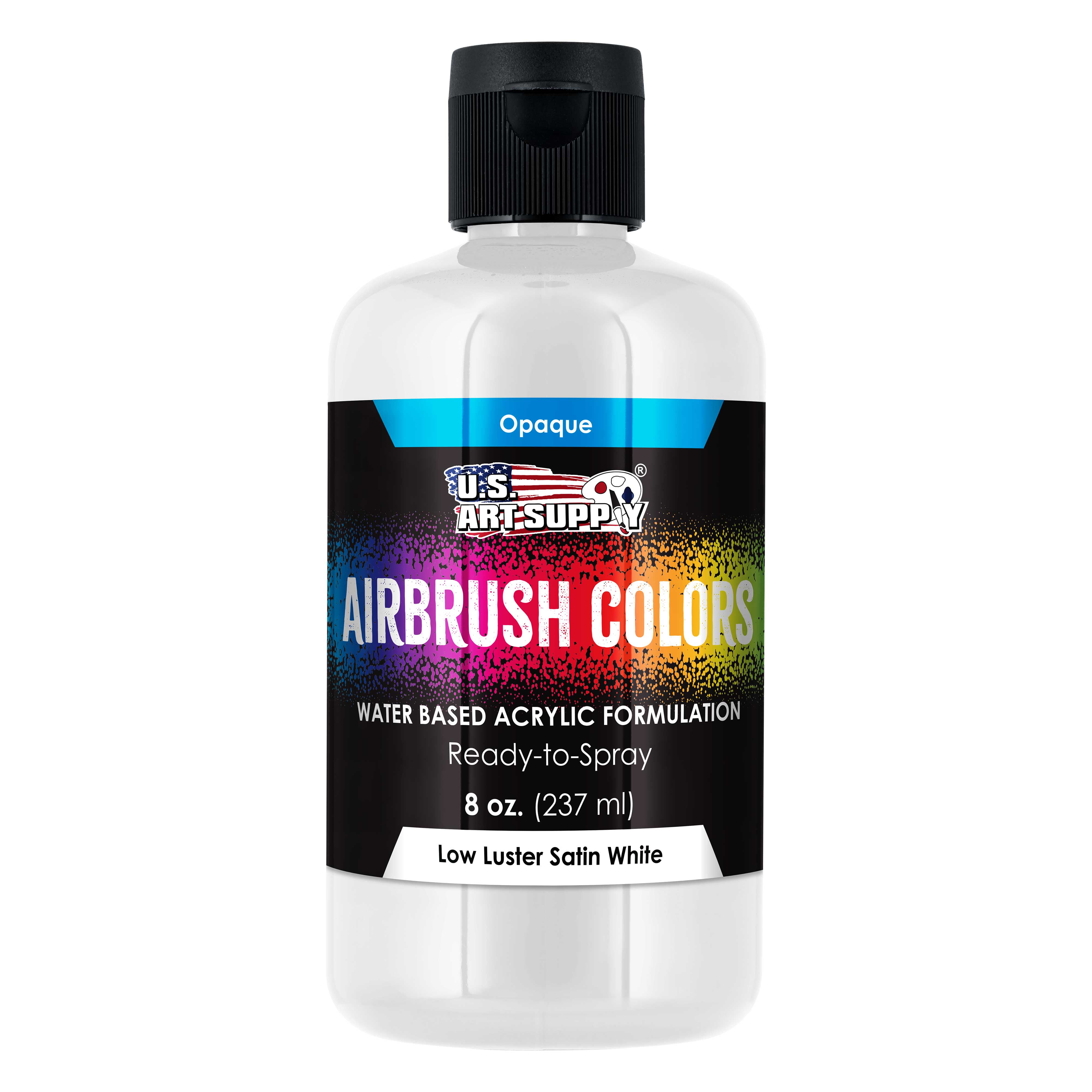 U.S. Art Supply Low Luster Satin White Airbrush Paint, 8 oz - Premium ...