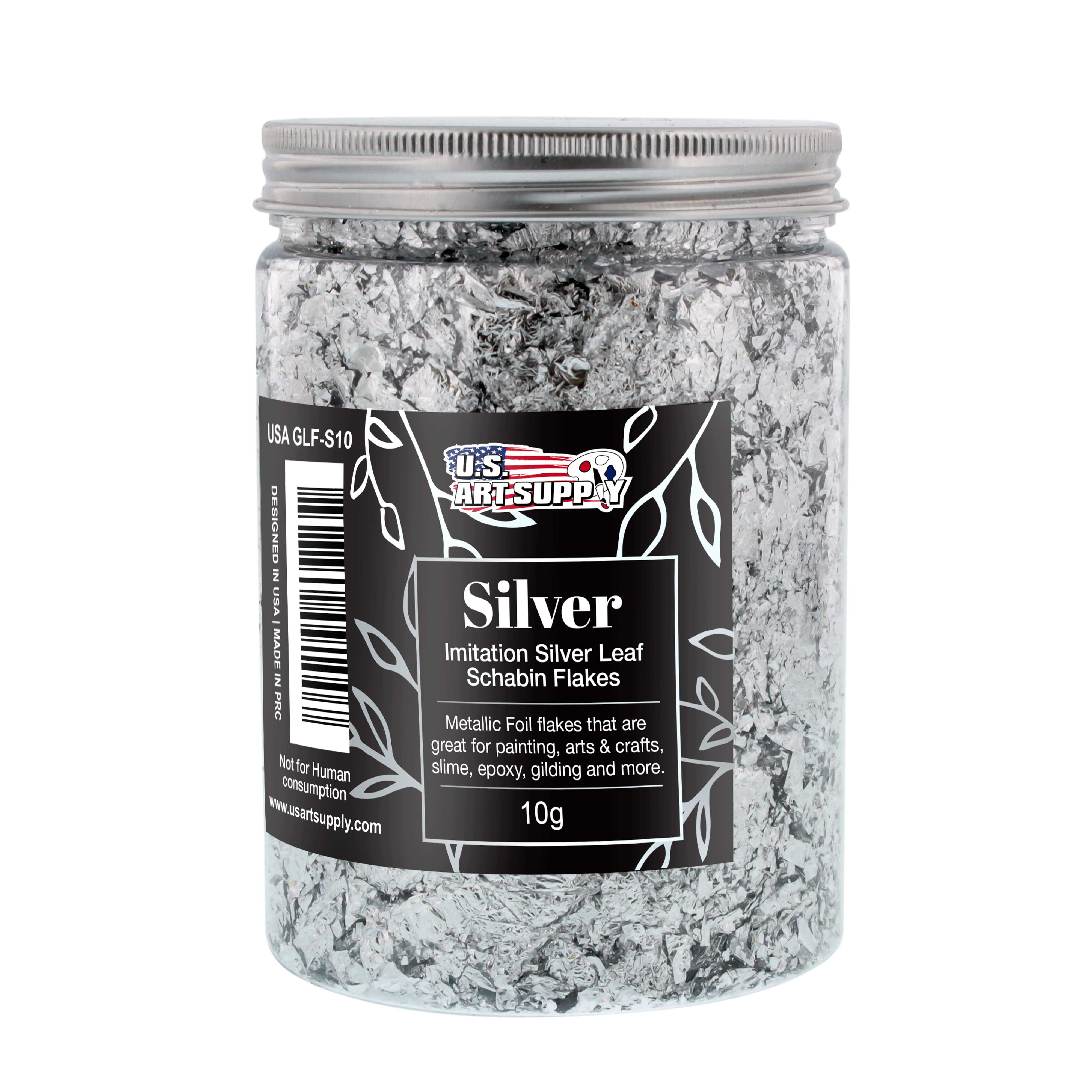 U.S. Art Supply Metallic Foil Schabin Gilding Silver Leaf Flakes ...