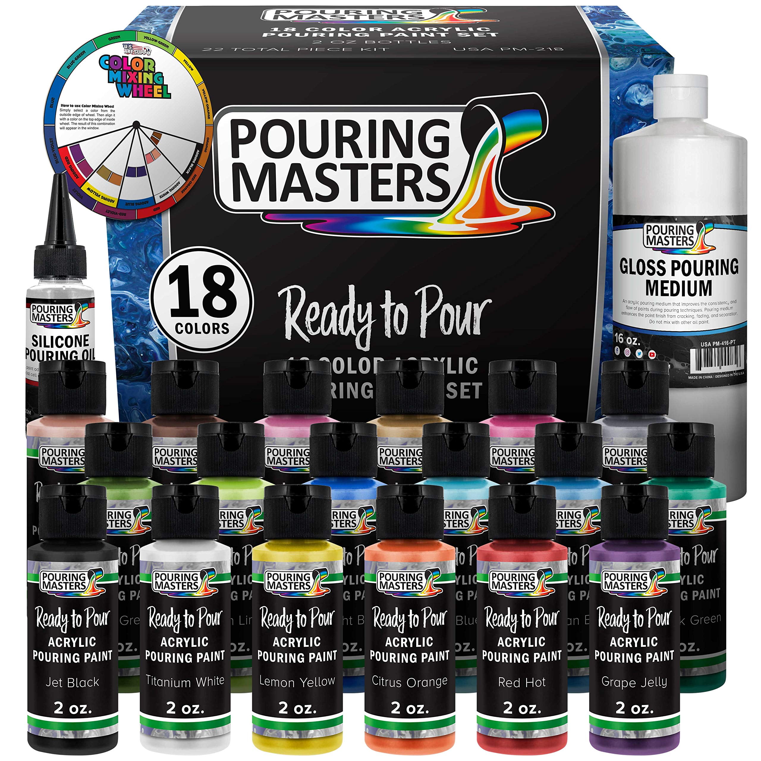 U.S. Art Supply Pouring YPF5 Masters 18 Color Ready to Pour Acrylic ...