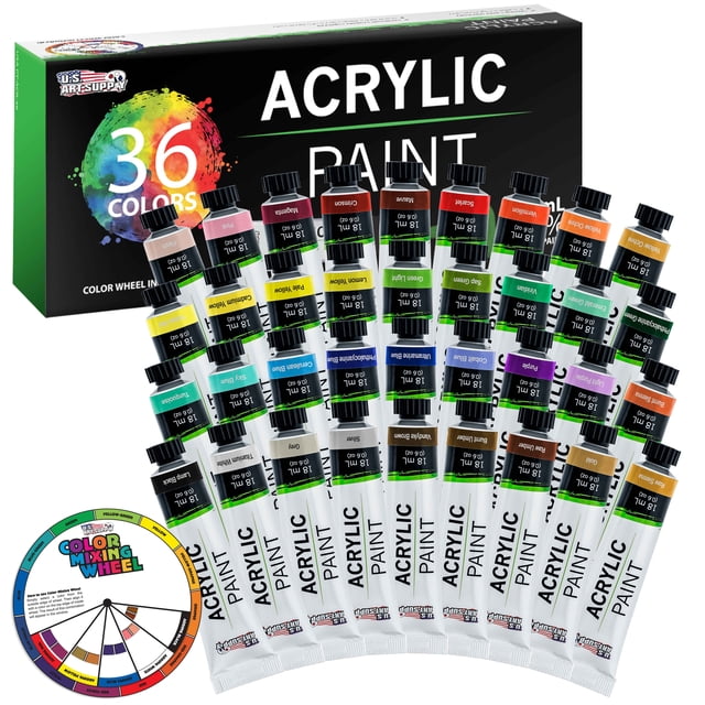 U.S. Art Supply Professional 36 Color Set of Non-Toxic Acrylic Paint ...