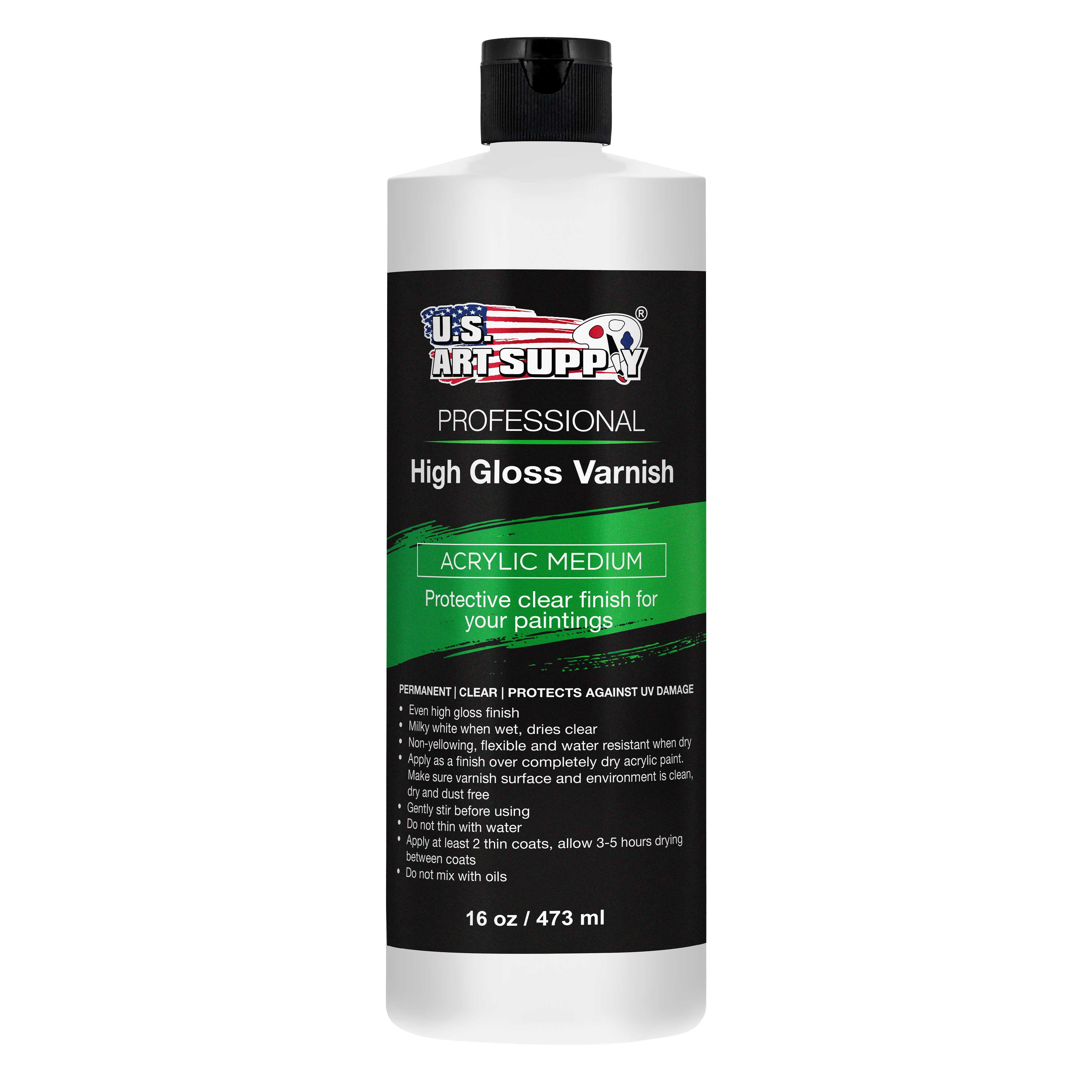 U.S. Art Supply Professional High Gloss Varnish, 16 oz, Clear Coat for ...