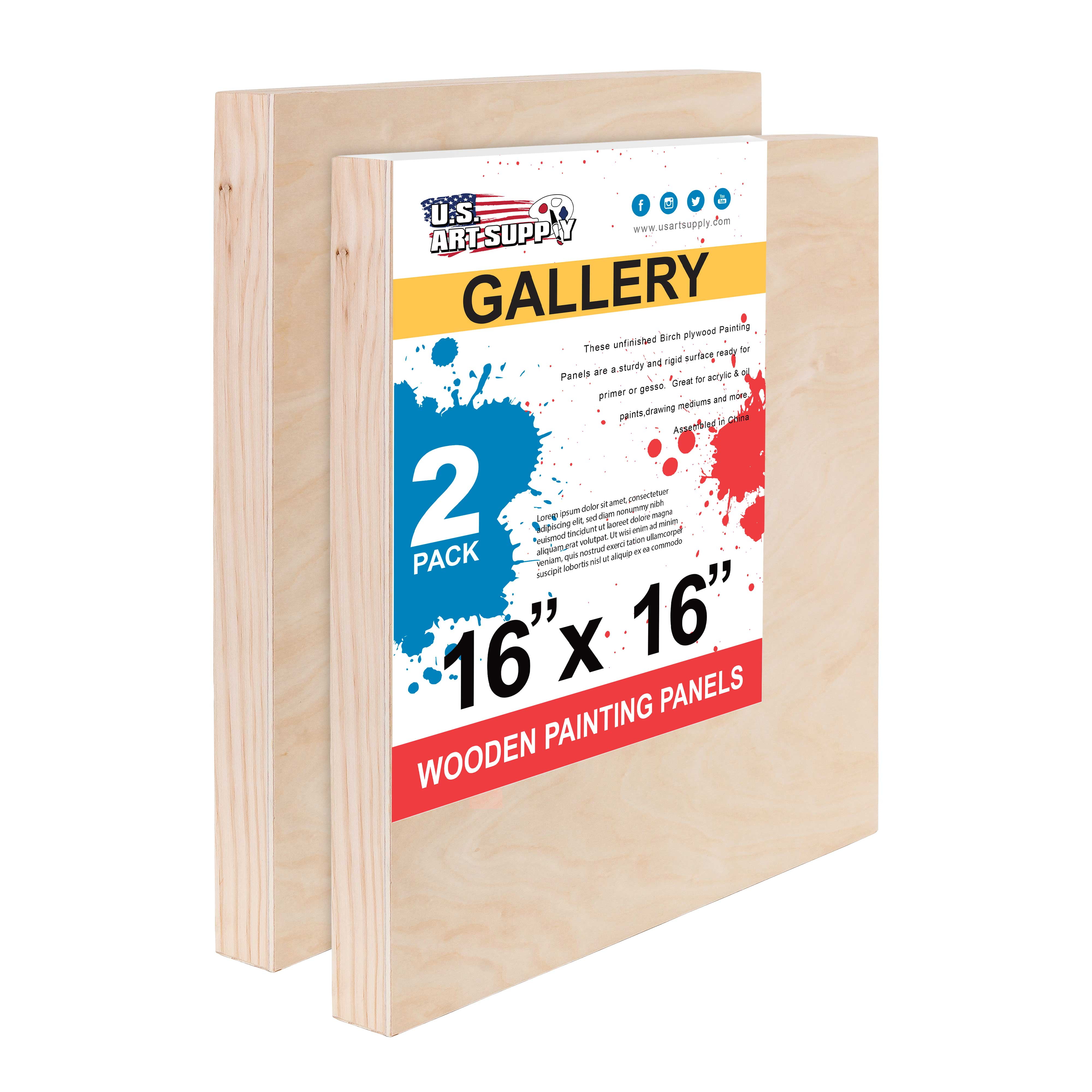 U.S. Art Supply Unfinished Cradled Wood Panels for Painting, 2 Pack of ...