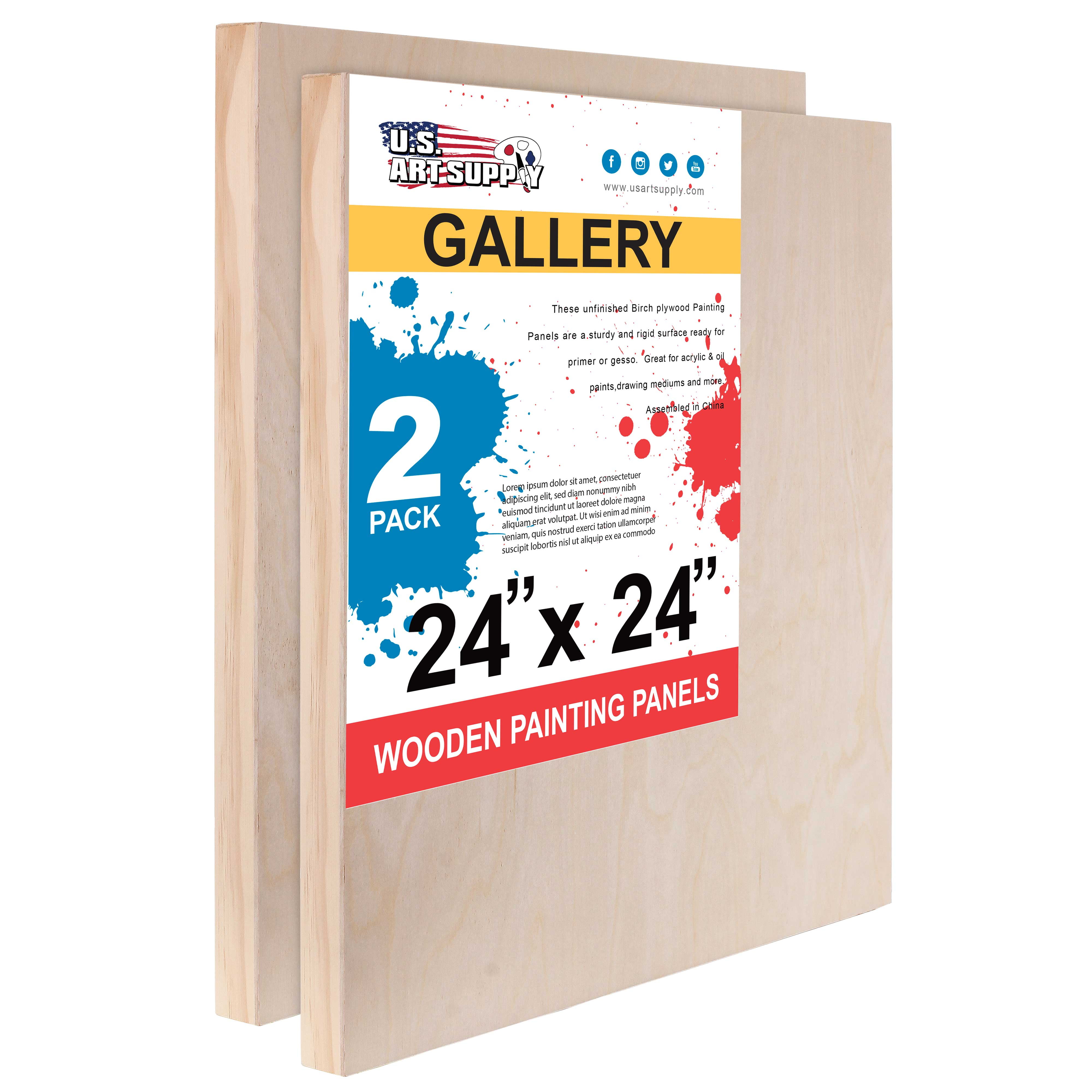 U.S. Art Supply Unfinished Cradled Wood Panels for Painting, 2 Pack of ...