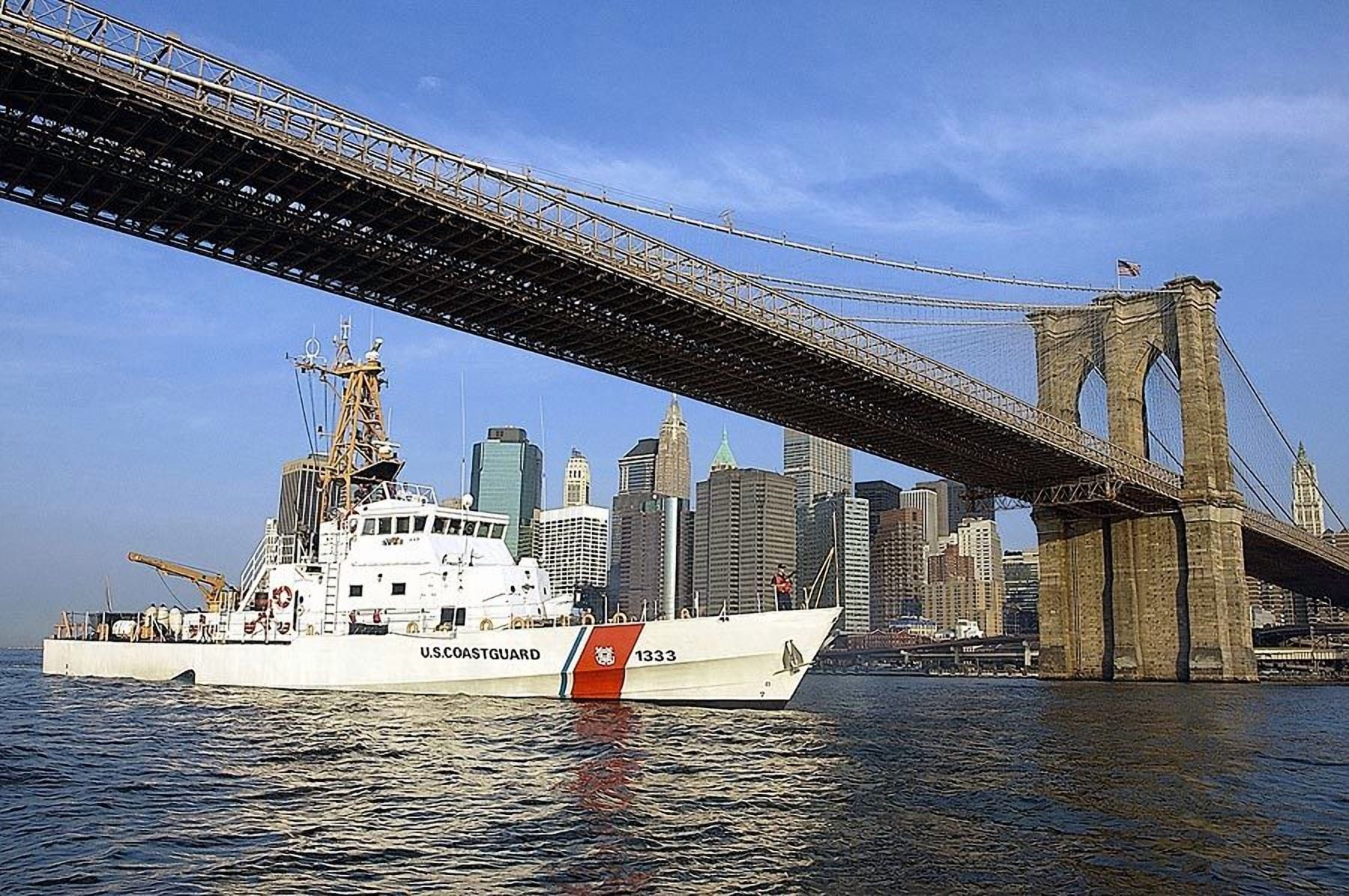 U.S. COAST GUARD Cutter Adak Brooklyn Bridge - 20x30 Inch Laminated ...