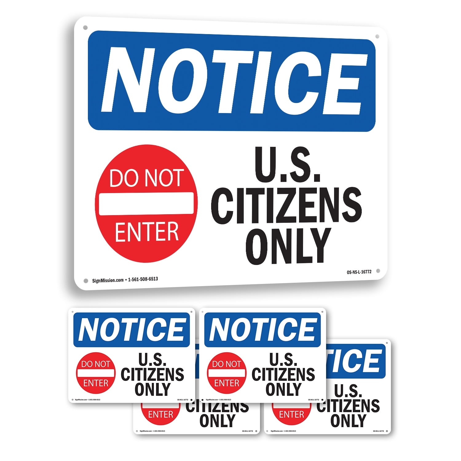 U.S. Citizens Only OSHA Notice Aluminum Sign 18 Inch x 12 Inch - 5 Pack ...