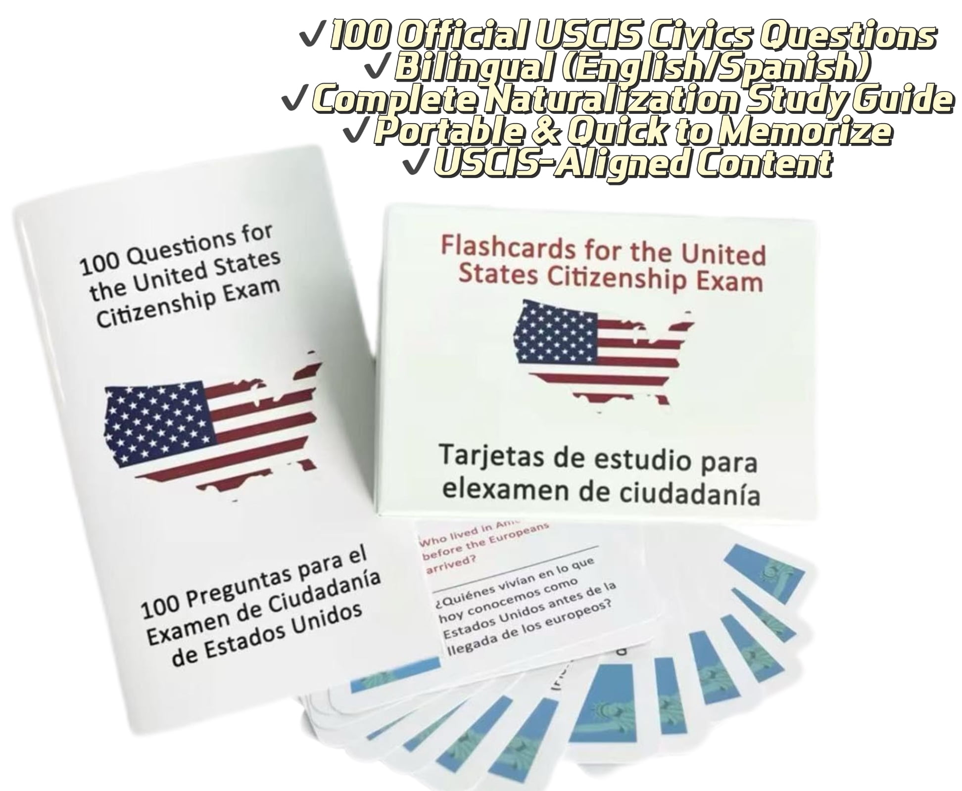 U.S Citizenship Flash Cards 2025, Civics Test Combo Set with Bilingual ...