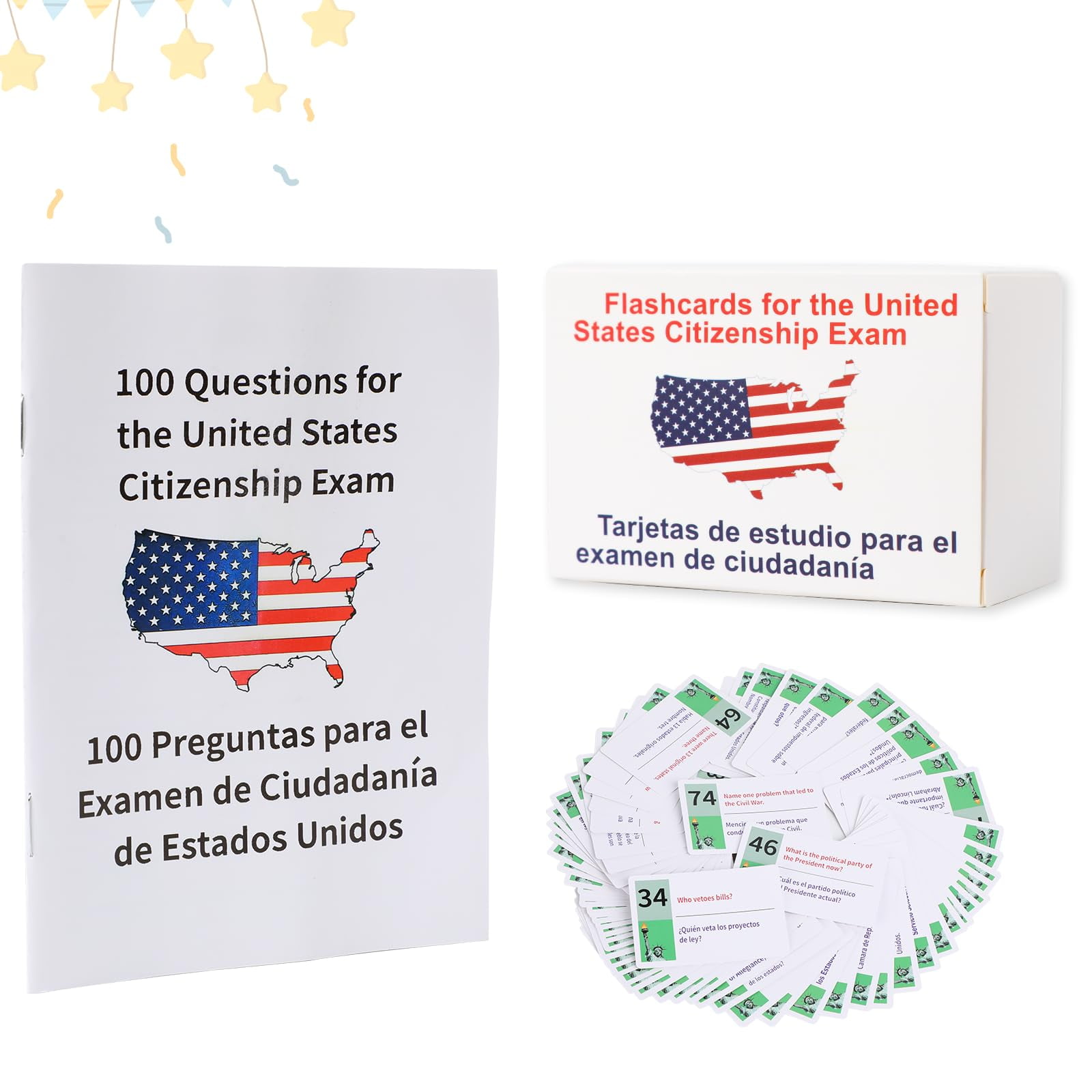 U.S Citizenship Flash Cards TMA2 2025-with Bilingual Booklet English ...