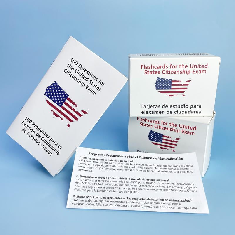 U.S. Civics Test Flash Card Combo Set (Bilingual Cards and Booklet ...