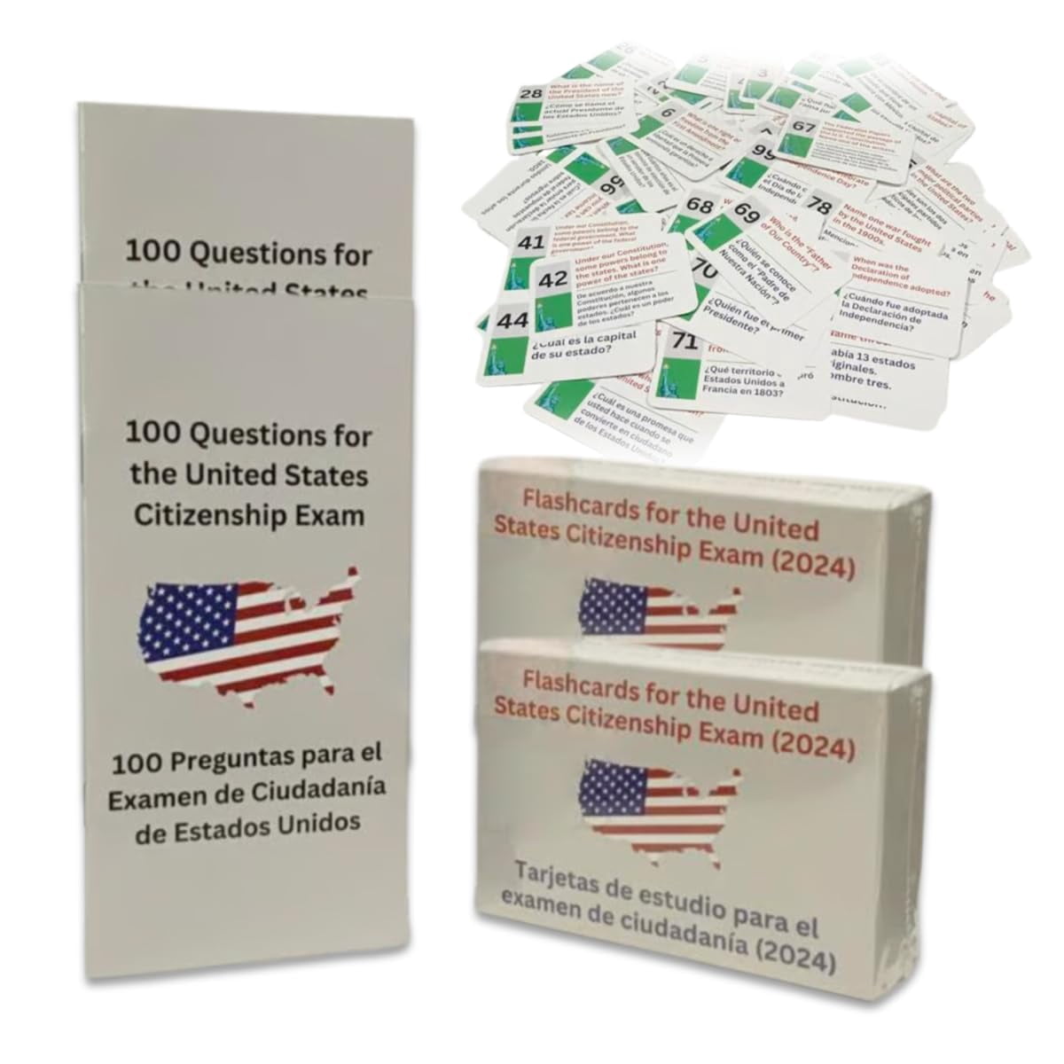 U.S. Civics Test Flash Cards Combo Set with Bilingual Booklet - English ...