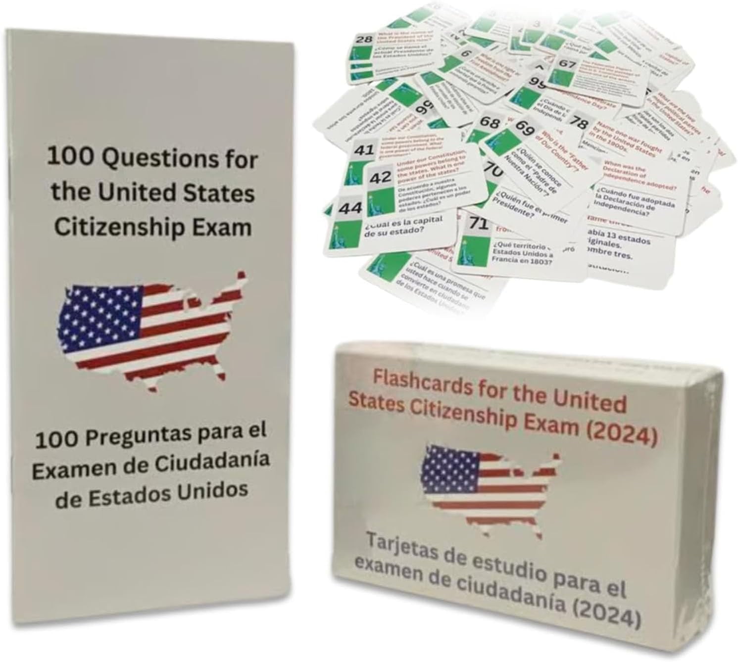 U.S. Civics Test Flash Cards Combo Set with Bilingual Booklet - English ...
