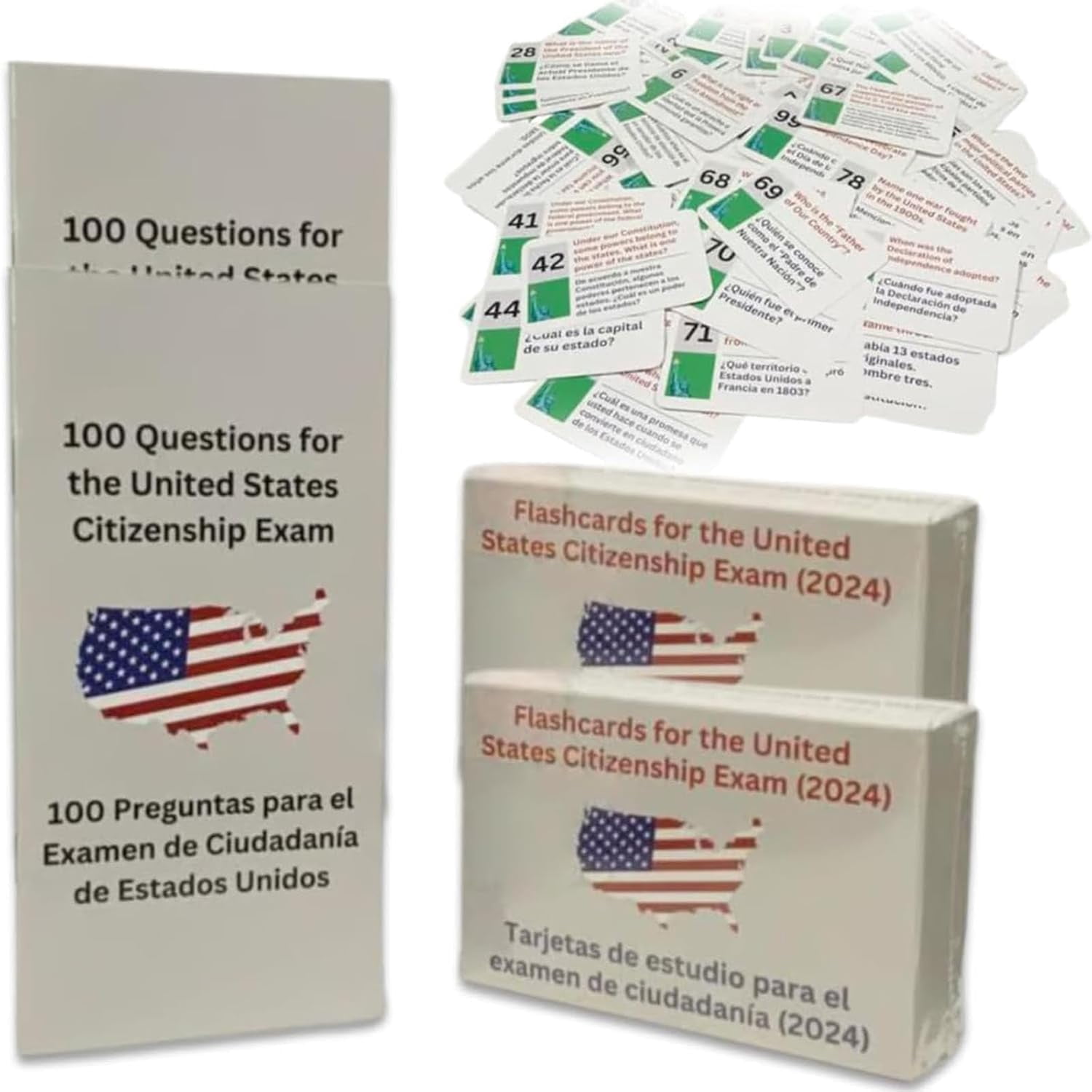U.S. Civics Test Flash Cards Combo Set with Bilingual Booklet - English ...