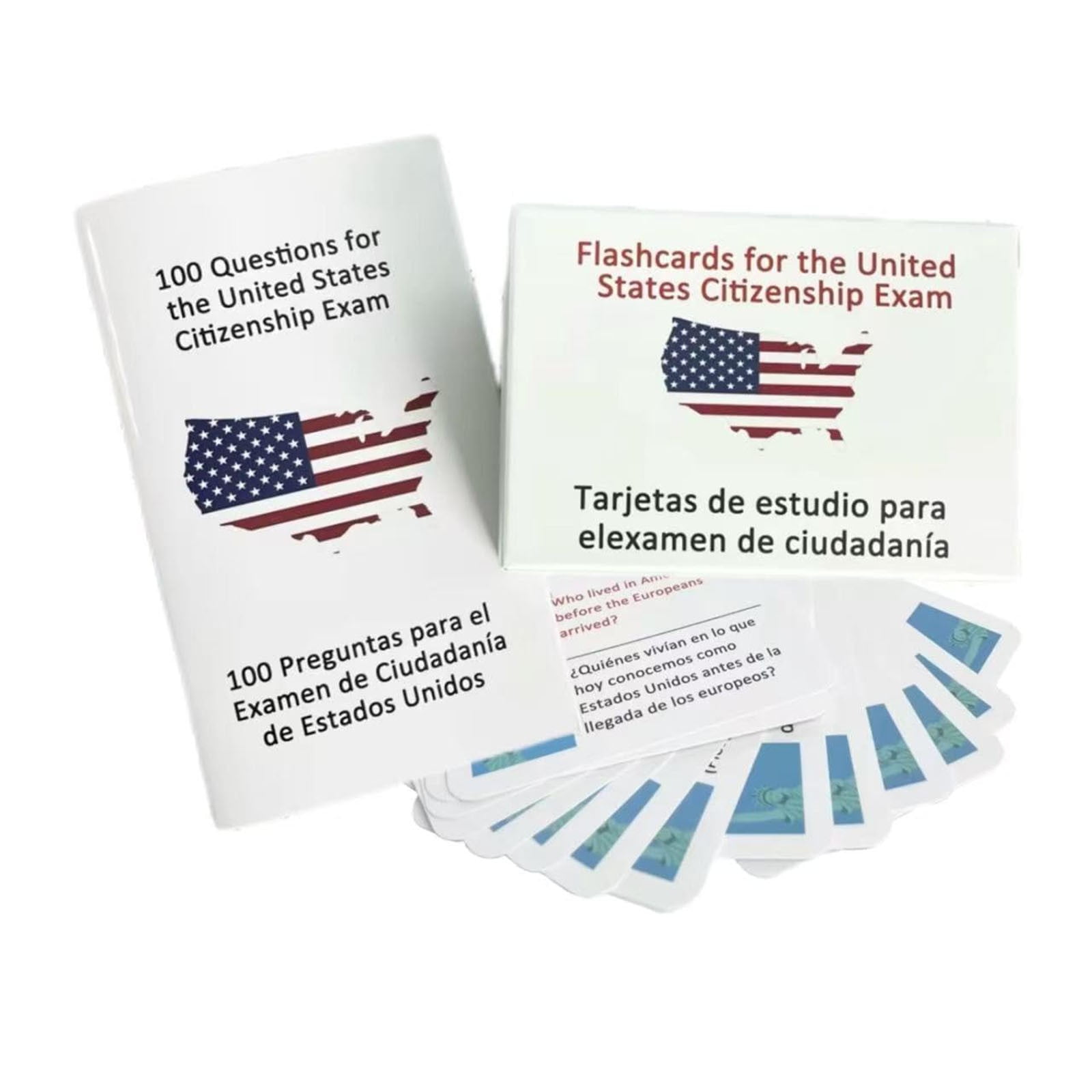 U.S. Civics Test Flash Cards Combo Set with Bilingual Booklet - English ...