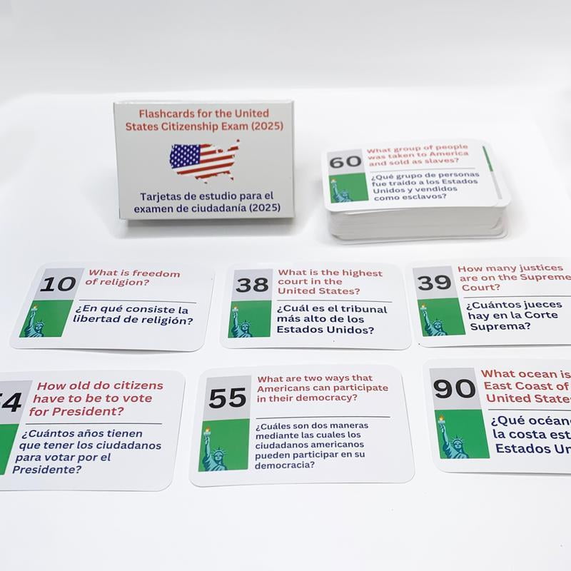 U.S. Civics Test Flash Cards English/Spanish 2025 - Walmart.com