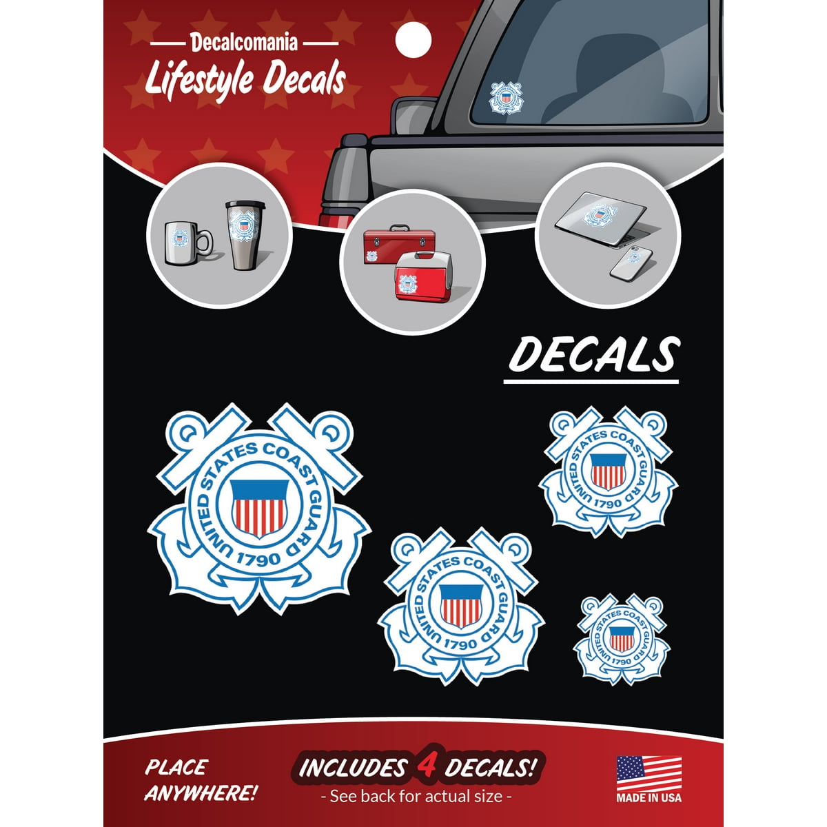 U.S. Coast Guard Decals - Set of 4 Vinyl Stickers For Truck or Car ...