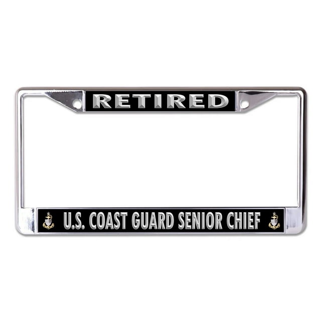 U.S. Coast Guard Retired Senior Chief Chrome License Plate Frame ...