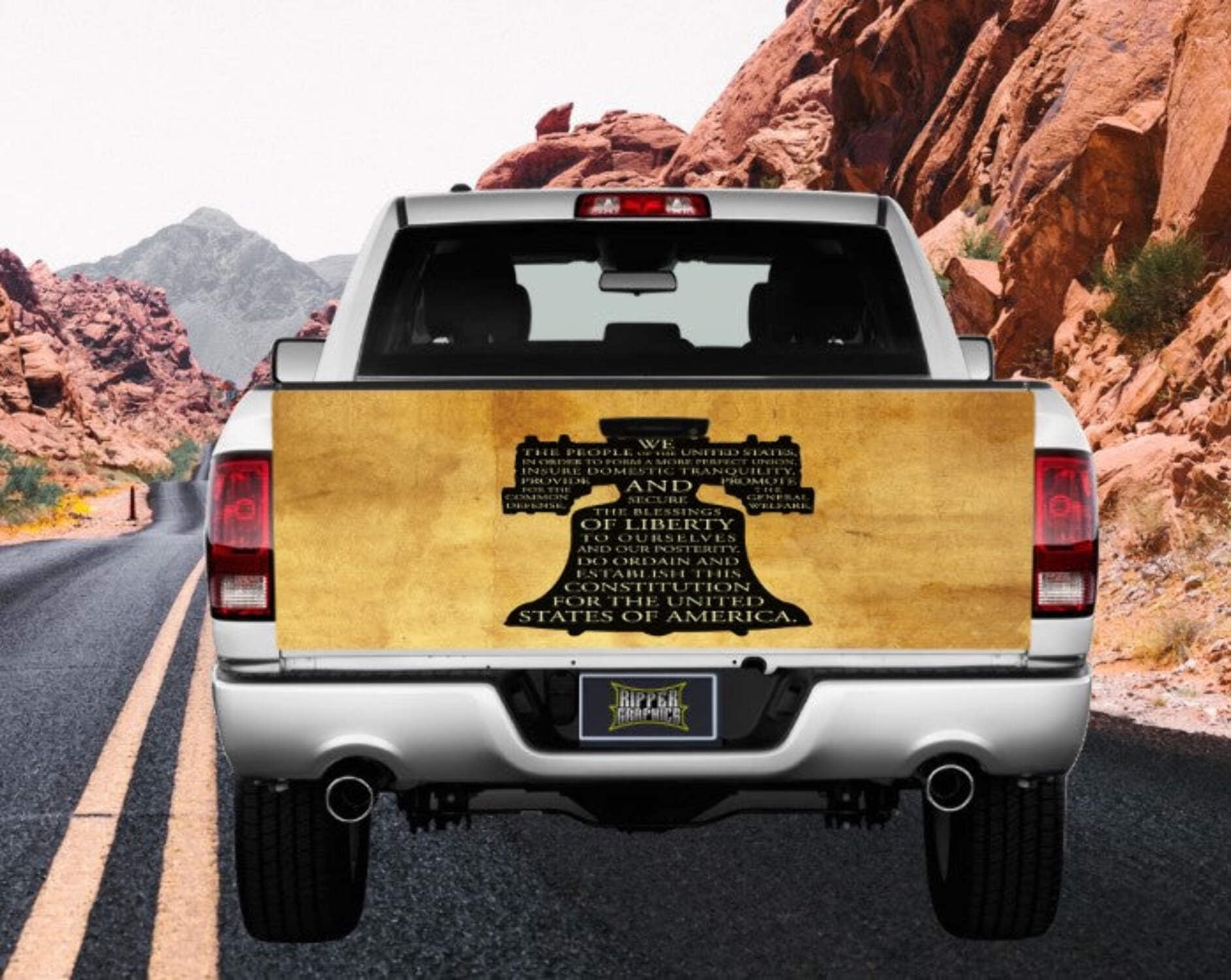 U.S. Constitution Bell Tailgate Wrap Vinyl Graphic Decal Sticker ...