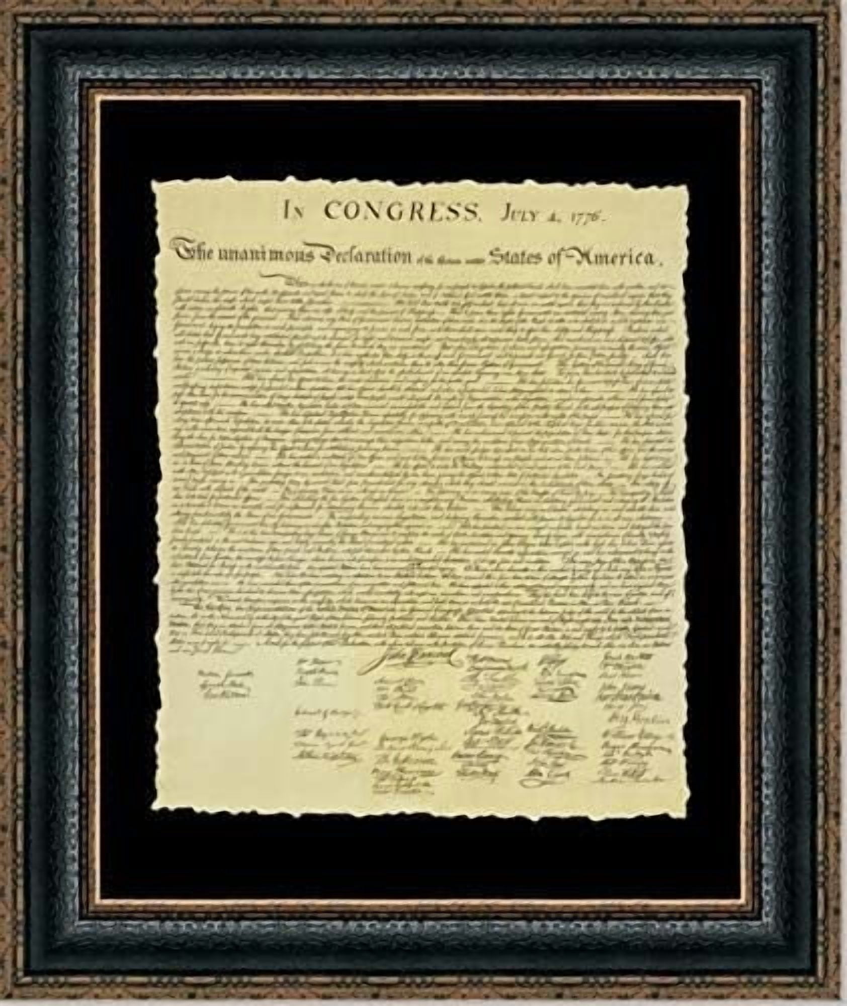 U.S Declaration | Framed Historic Document on Archival Paper, Fade ...