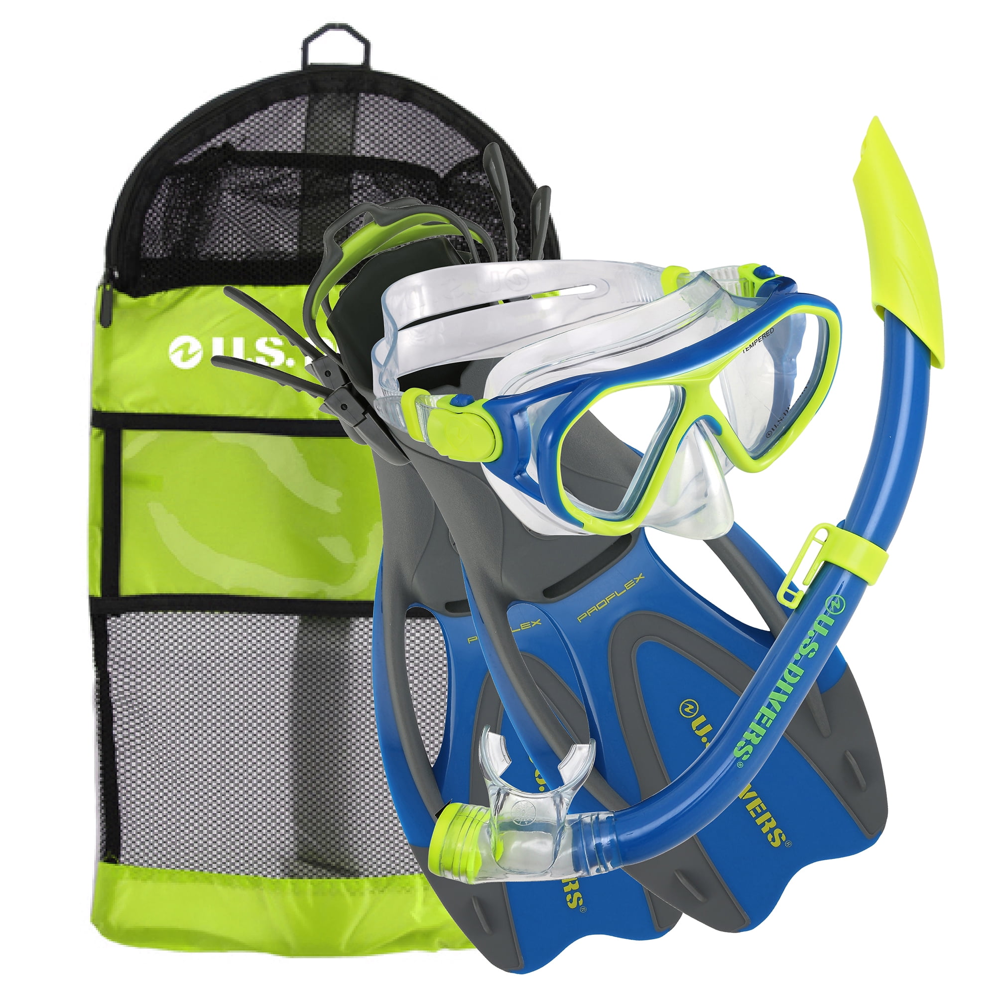 U.S. Divers Kids Dorado Mask Proflex Fins & Sea Breeze Snorkel Combo ...