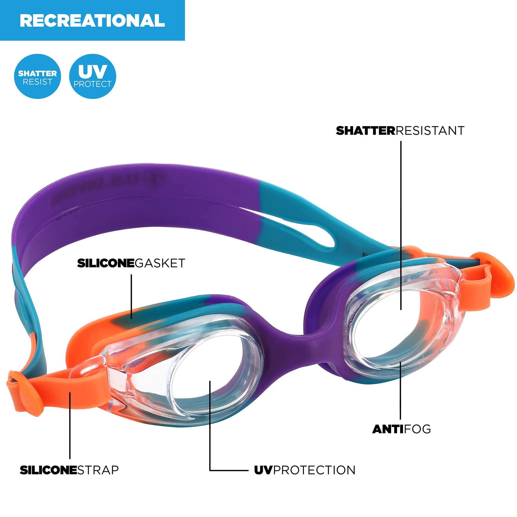 U.S. Divers Junior Swim Goggles for Kids - Shatter-Resistant, UV and ...
