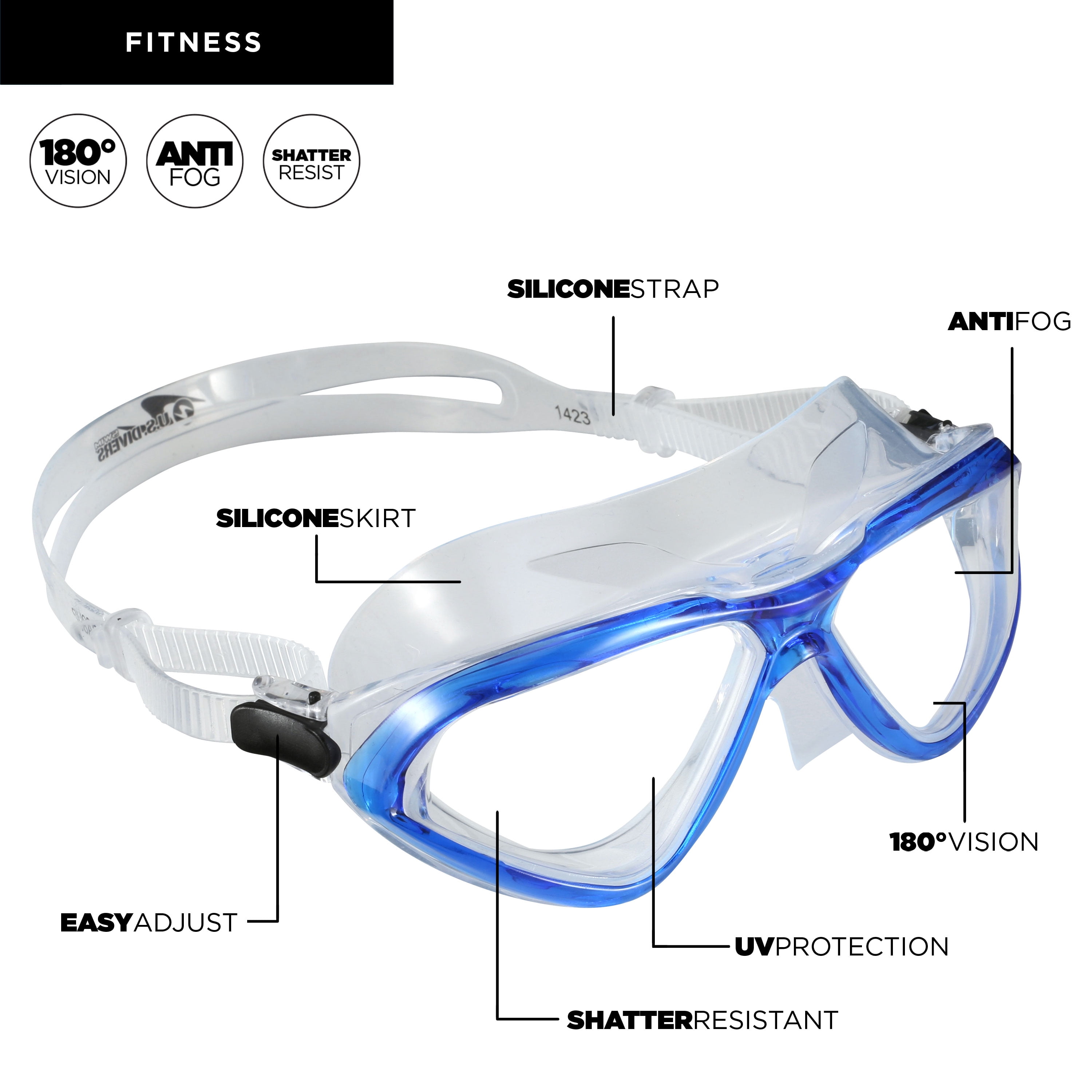 U.S. Divers Stilo Swim Mask - Anti-Fog & UV Protection - Walmart.com