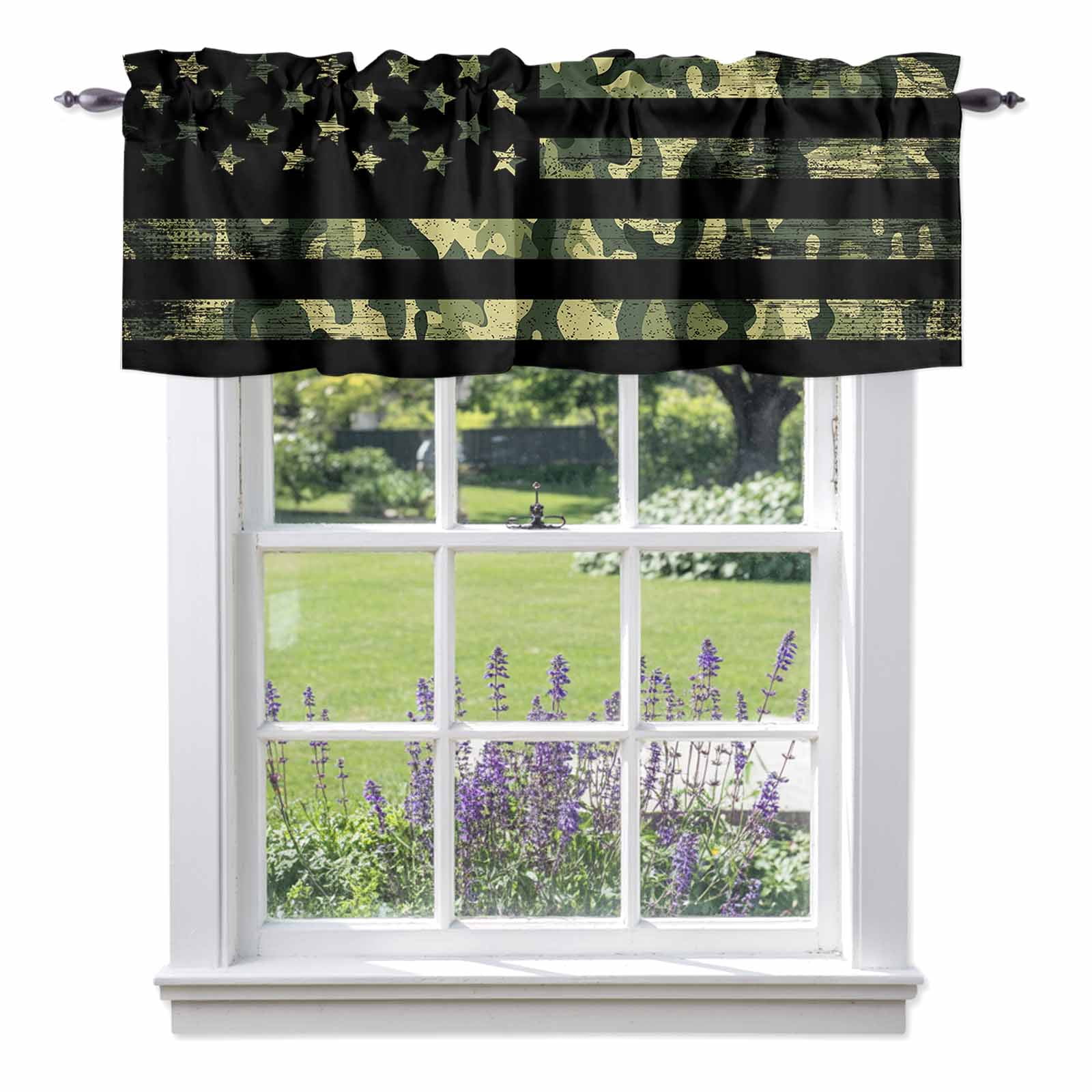 U.S. Flags Of Green Discoloration Valances for Windows, Modern Green ...