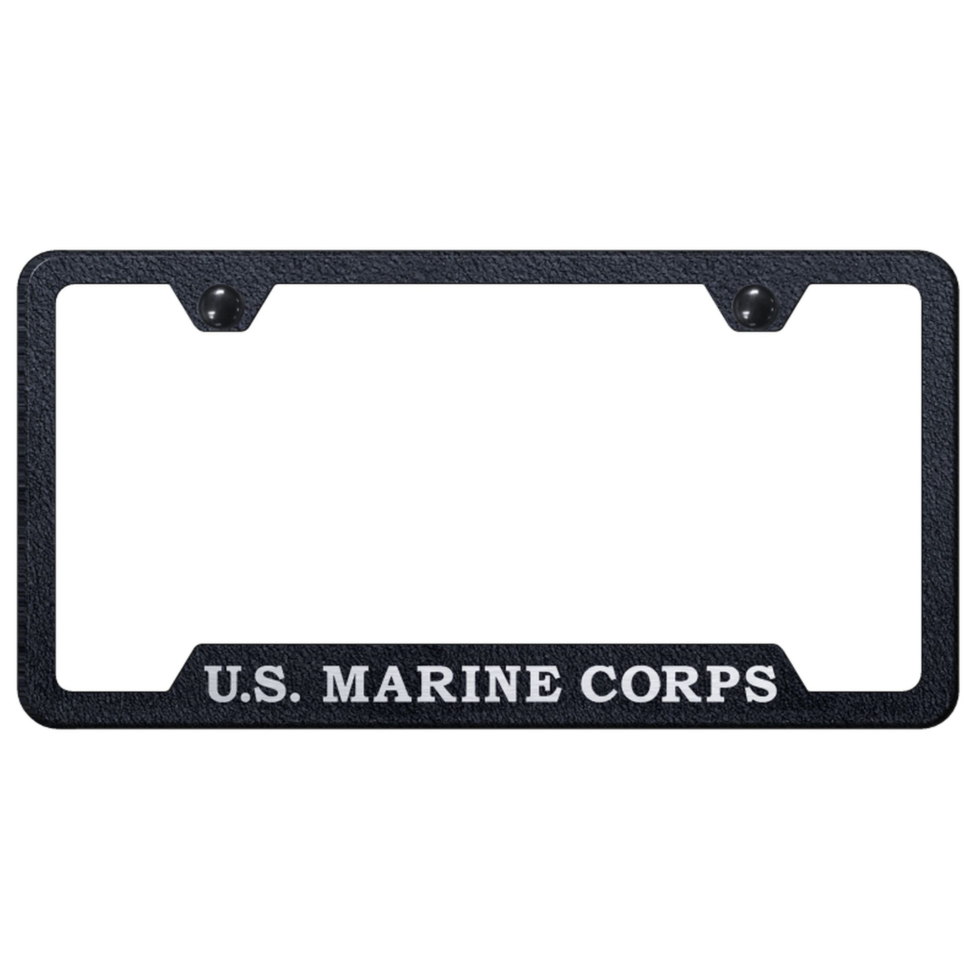U.S.M.C. Laser Etched Name Cut-Out License Plate Frame (Rugged Black ...