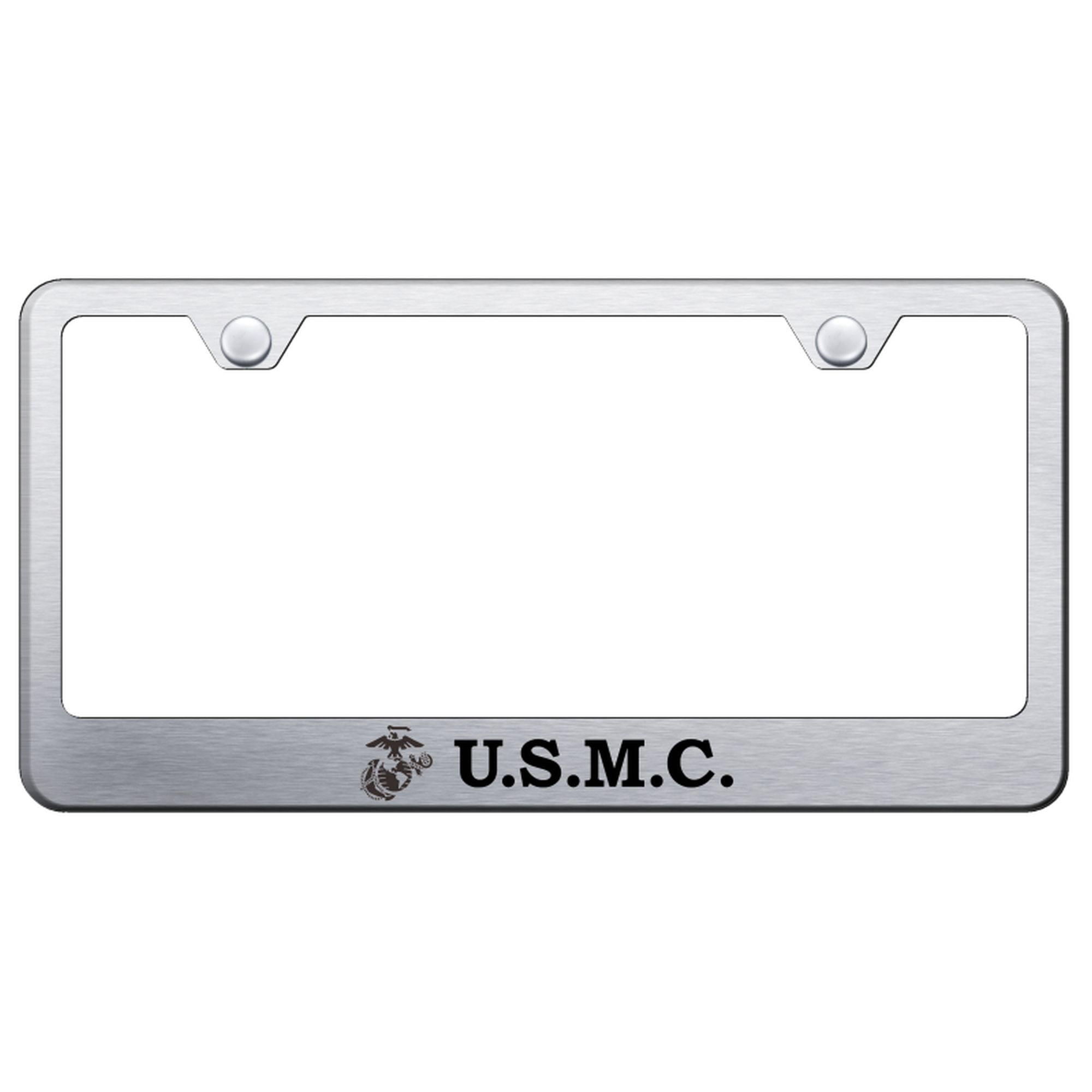 U.S.M.C. Laser Etched Stainless Steel License Plate Frame (Brushed ...