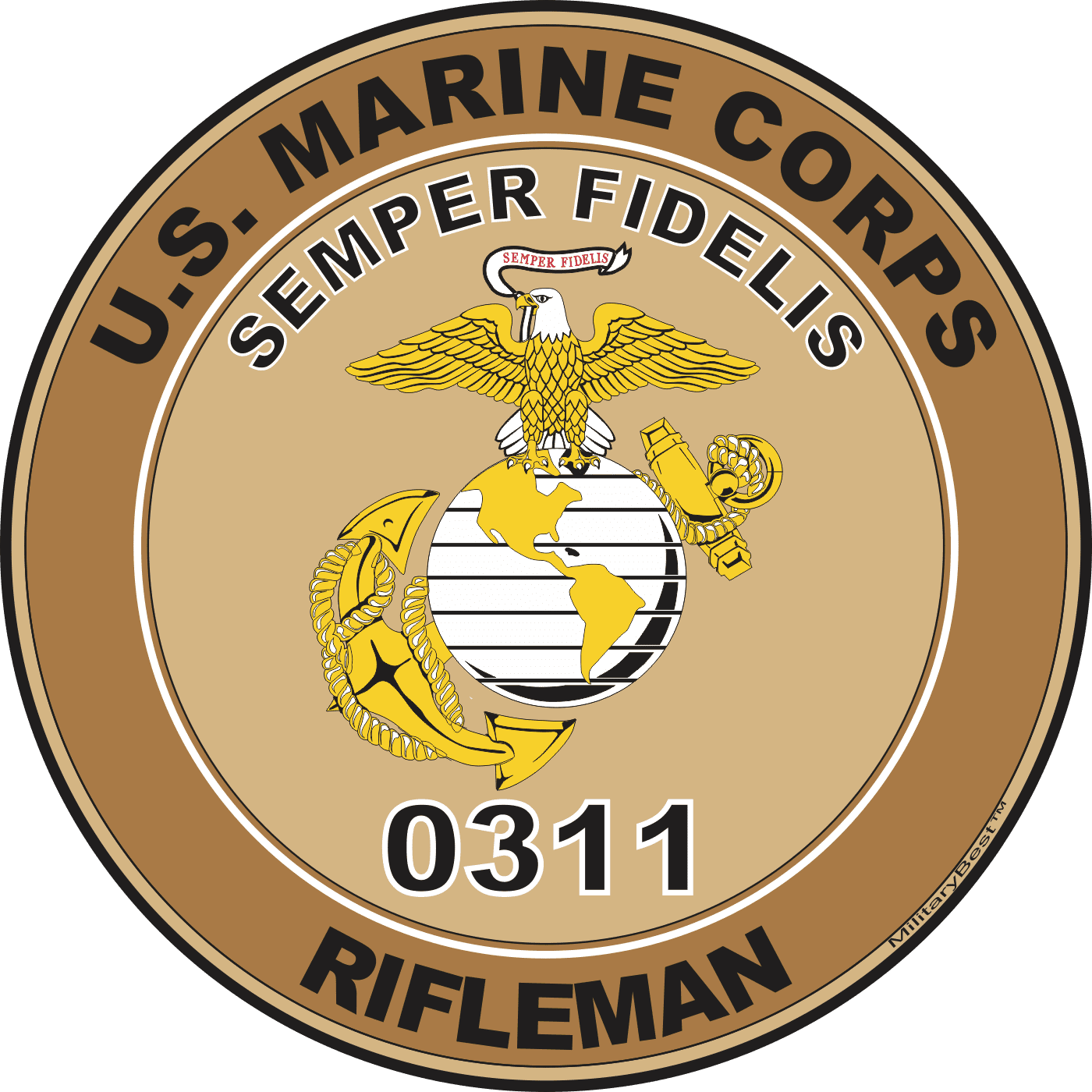 U.S.M.C. MOS 0311 Marine Corps Decal 3.8" - Desert Tan - Walmart.com