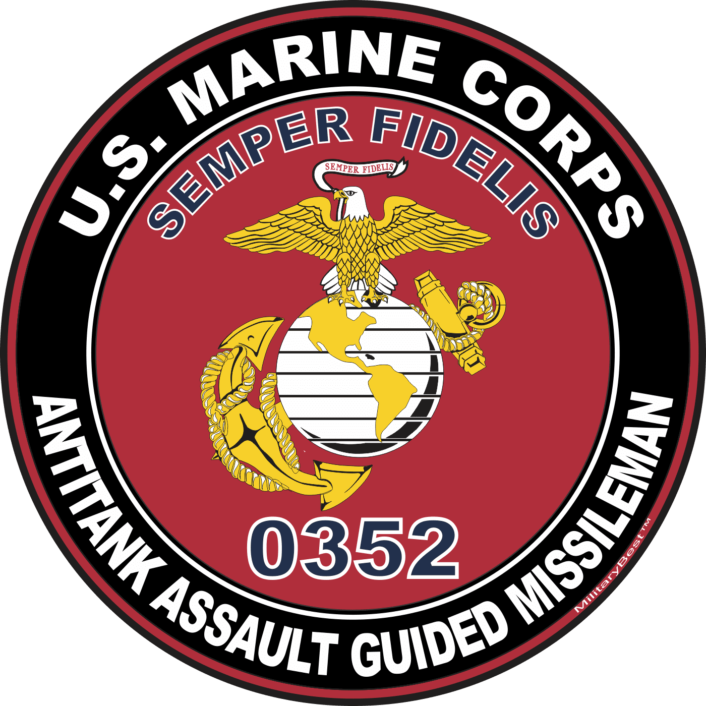 U.S.M.C. MOS 0352 Antitank Assault Guided Missileman Decal 3.8" - Red ...