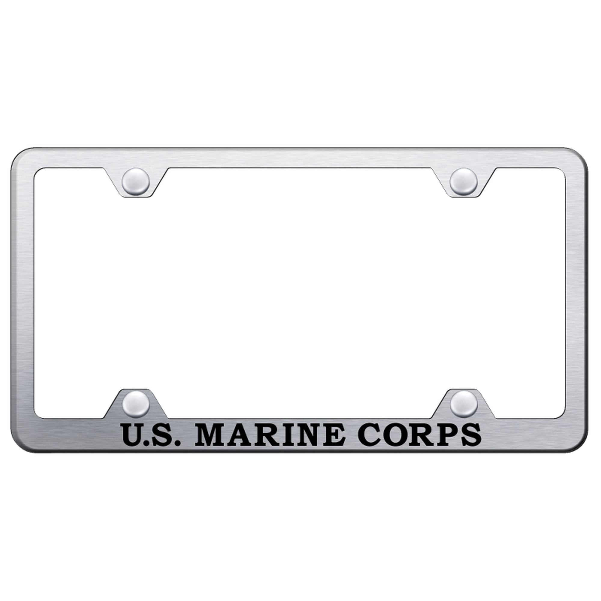 U.S.M.C. Stainless Steel Wide Body License Plate Frame (Brushed Chrome ...