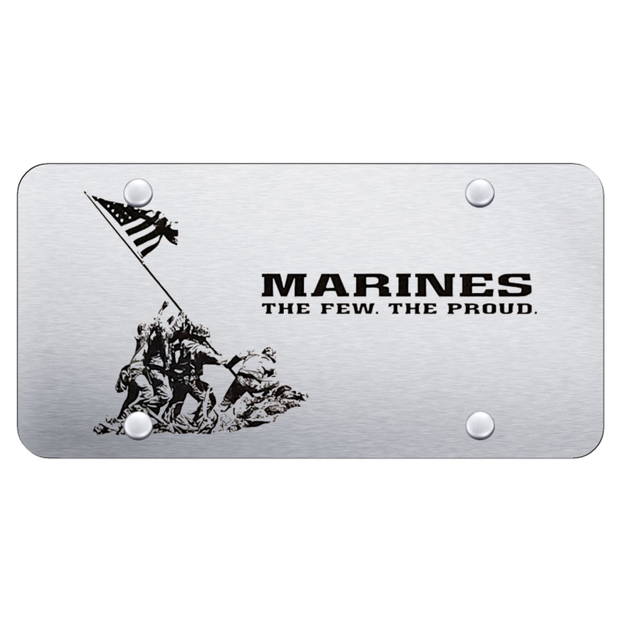 U.S.M.C. Theme Laser Etched Logo License Plate (Brushed Chrome ...