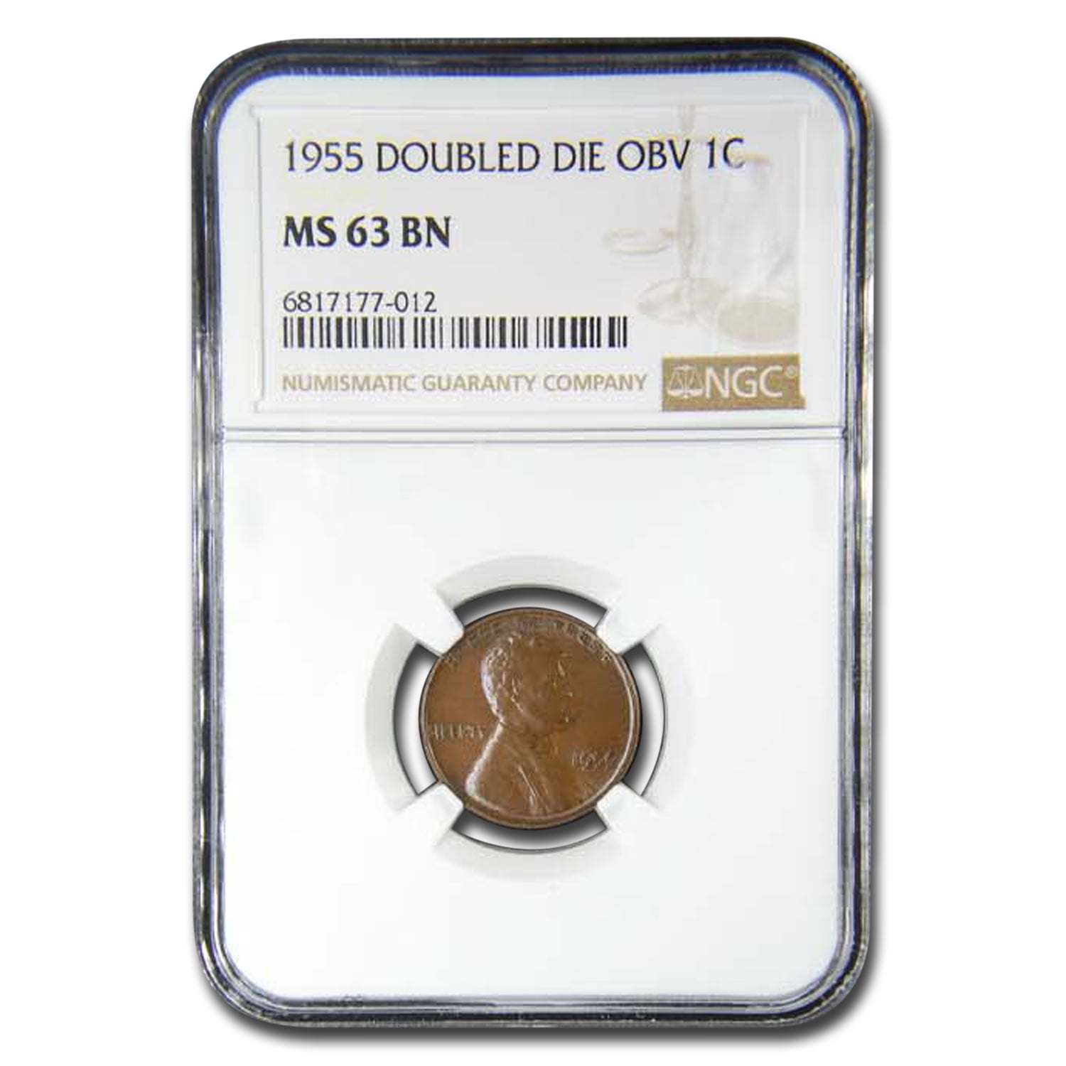 U.S. MS-63 NGC Mint 1955 Doubled Die Obverse Lincoln Cent, Brown ...