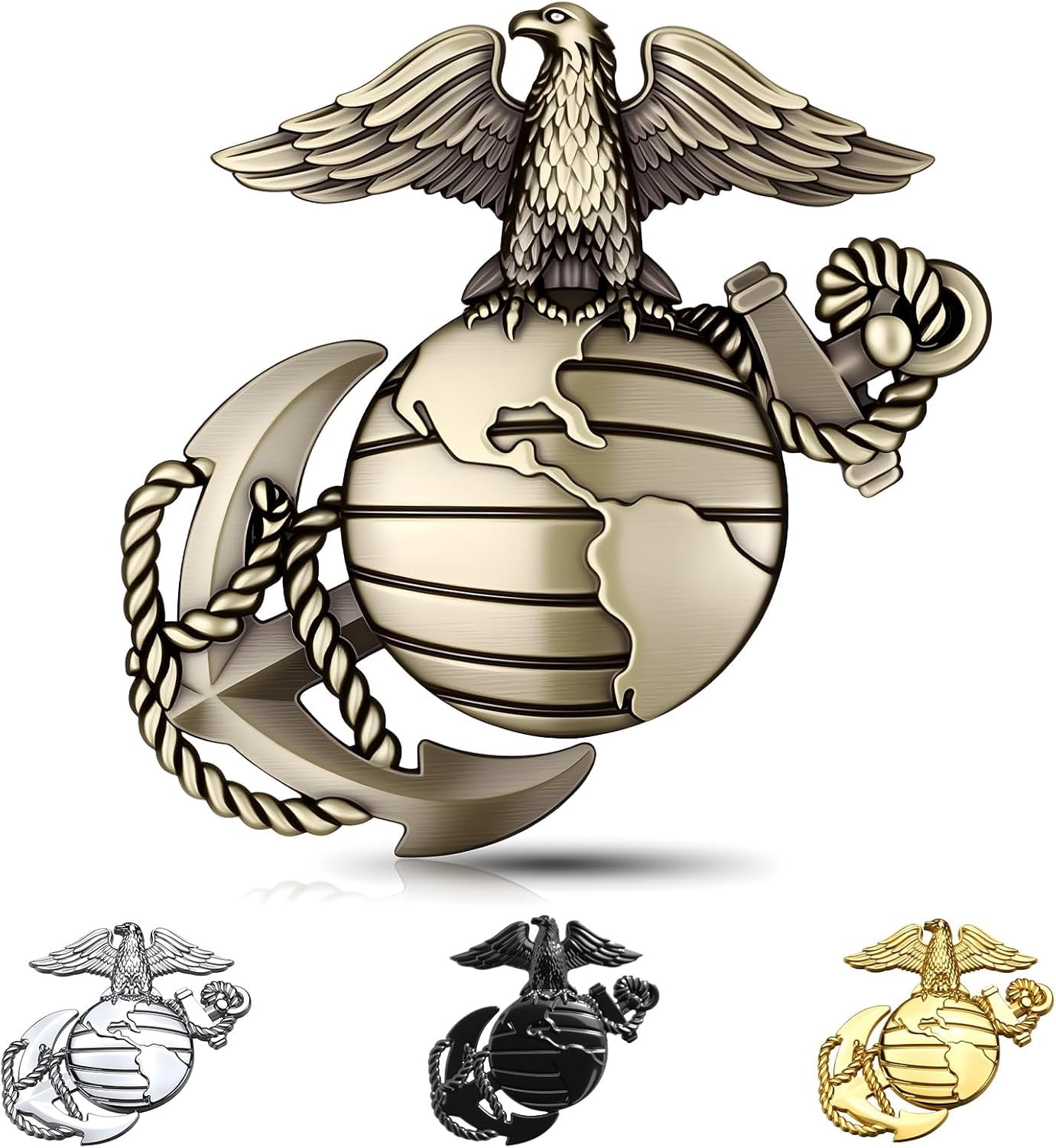 U.S. Marine Corps Metal Cars Emblem for 250th Anniversary, 3D Eagle ...
