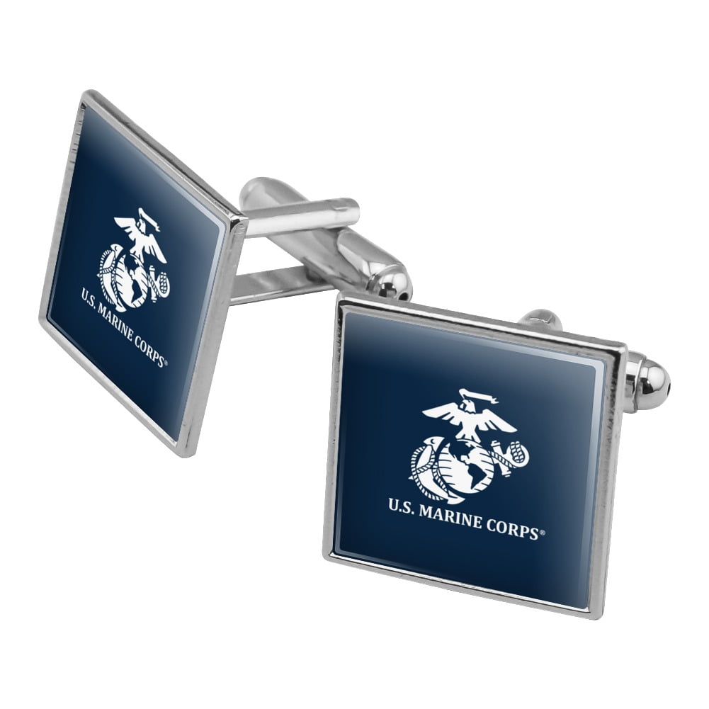 U.S. Marine Corps USMC White Logo on Blue Officially Licensed Square ...