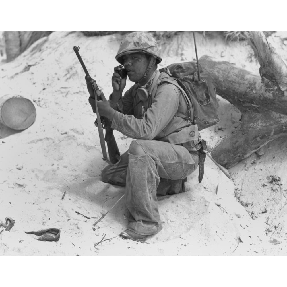 U.S. Marine Native American 'Code Talker' Uses Walkie-Talkie In The ...