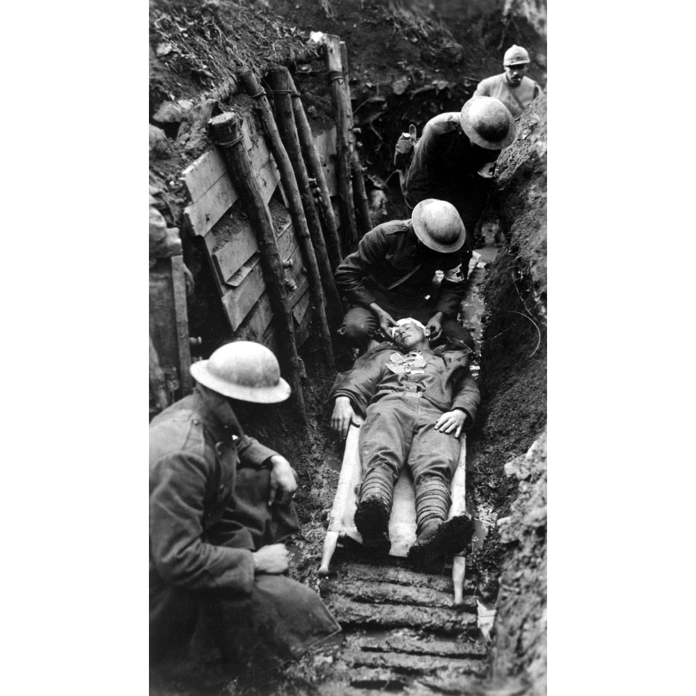 U.S. Marine Receiving First Aid In The Trenches Before Being Sent To ...