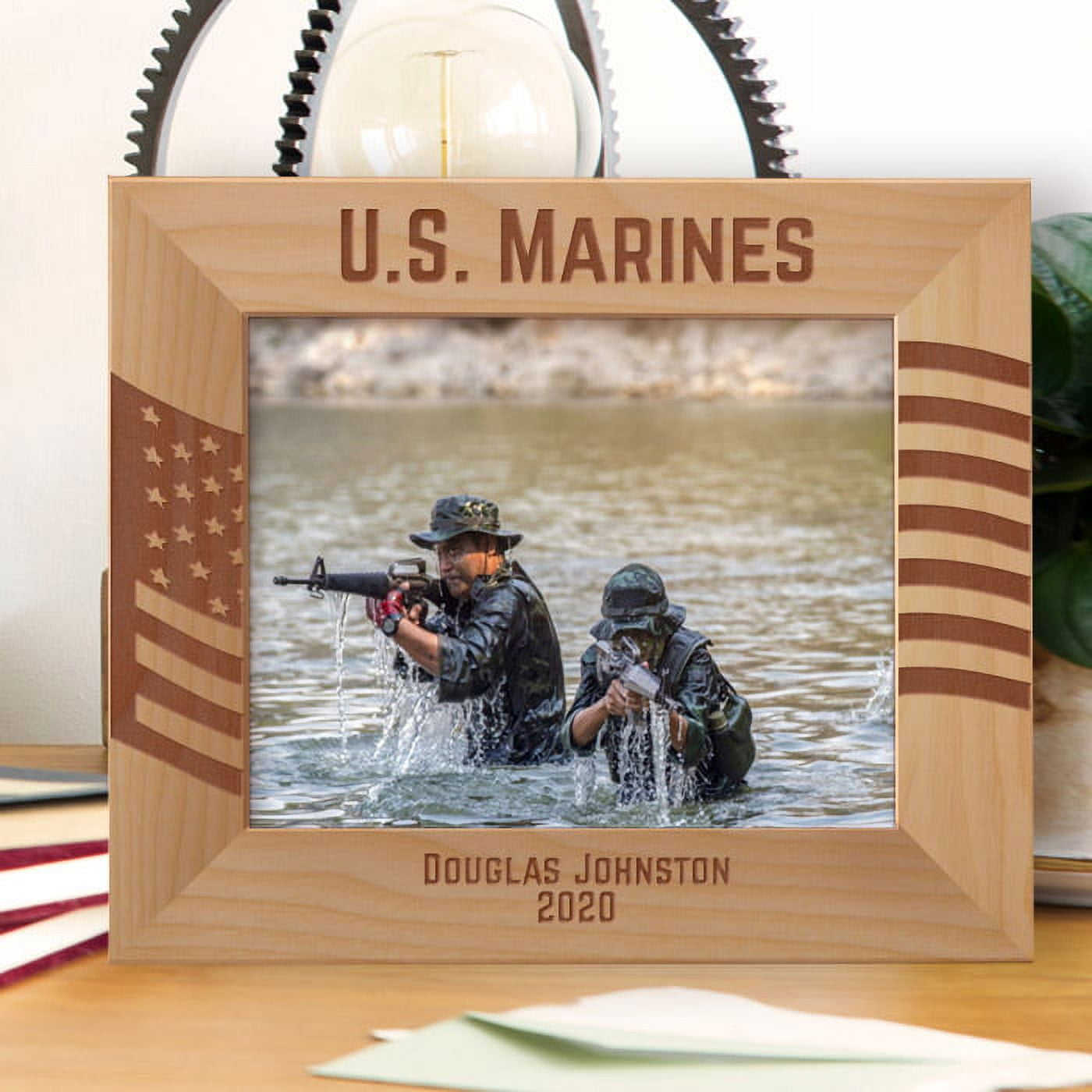 U.S. Marines Personalized Wooden Frame-10" x 8" Brown Horizontal ...